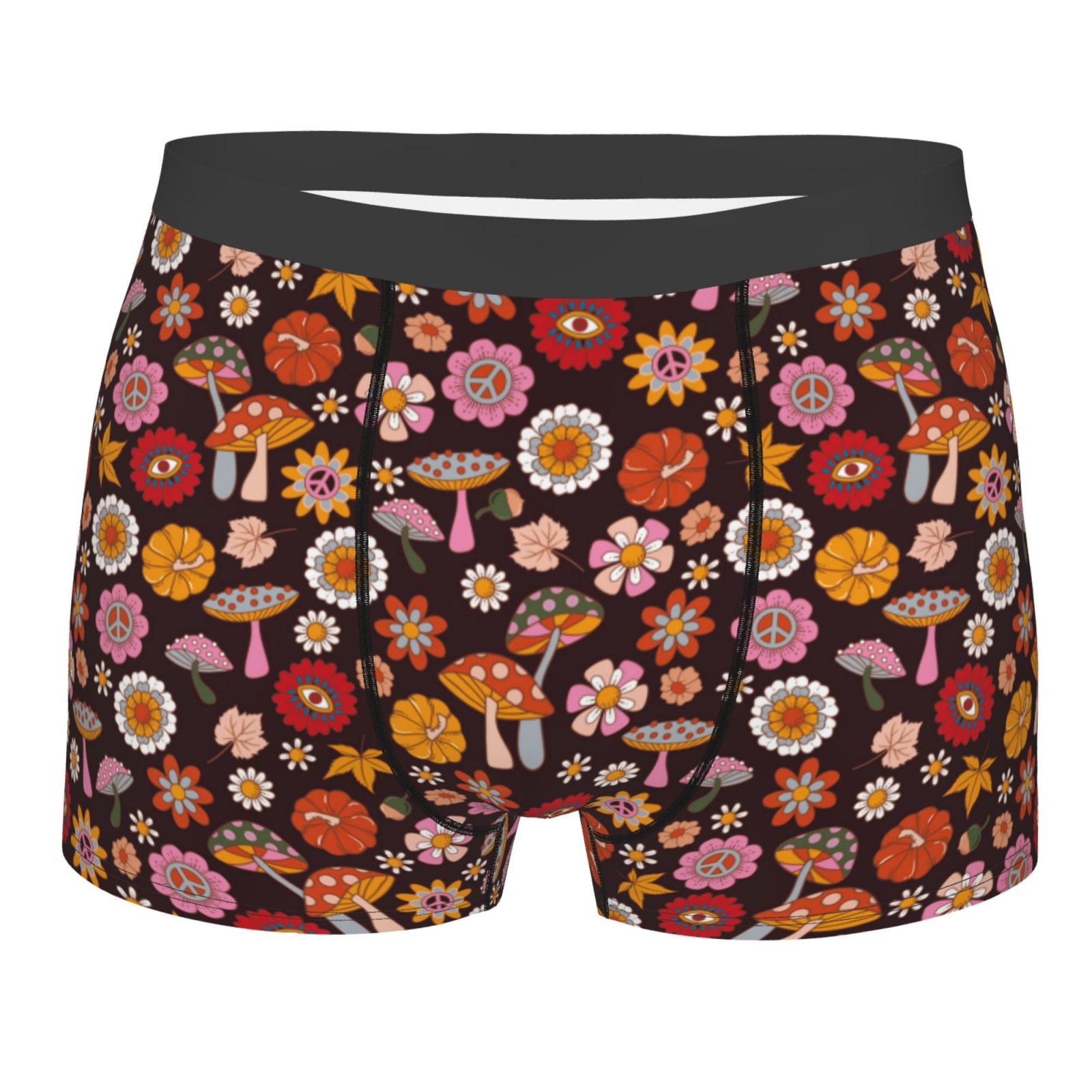 Naloa 70s Groovy Hippie Retro Print Mens Underwear - Boxers for Men ...