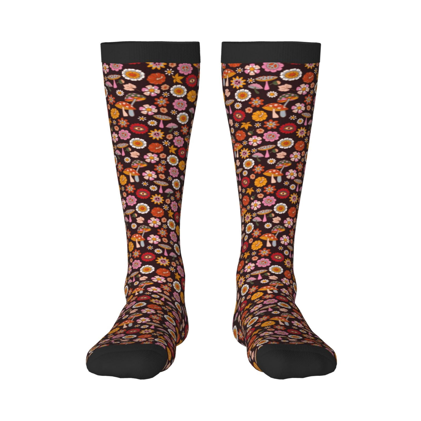 Naloa 70s Groovy Hippie Retro Thigh High Socks Extra Long Stretchy Sock ...