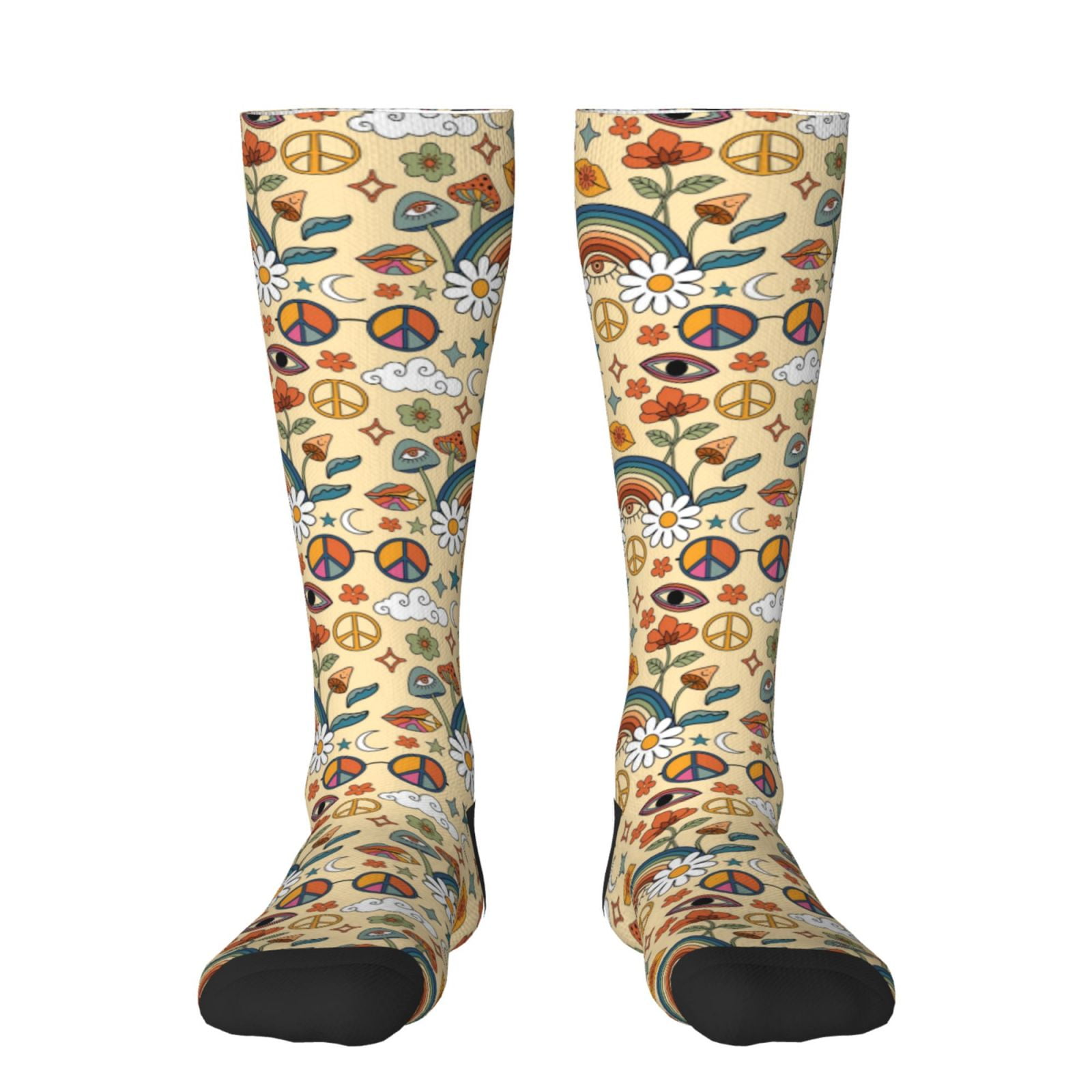 Naloa 70s Hippie Style Thigh High Socks Extra Long Stretchy Sock Women ...