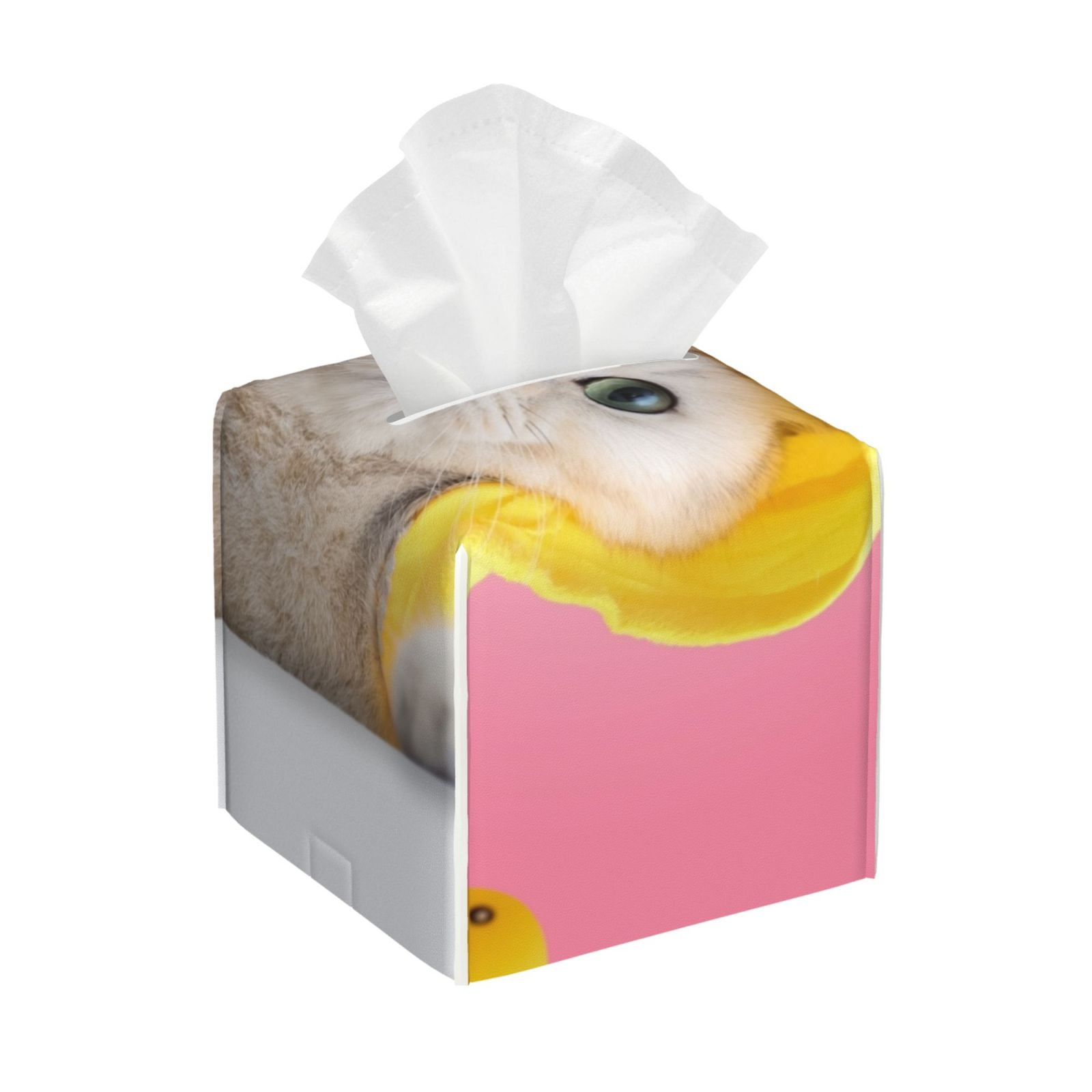 Naloa A Funny Cat Tissue Box CoverLeather Tissue Holder Square Facial ...