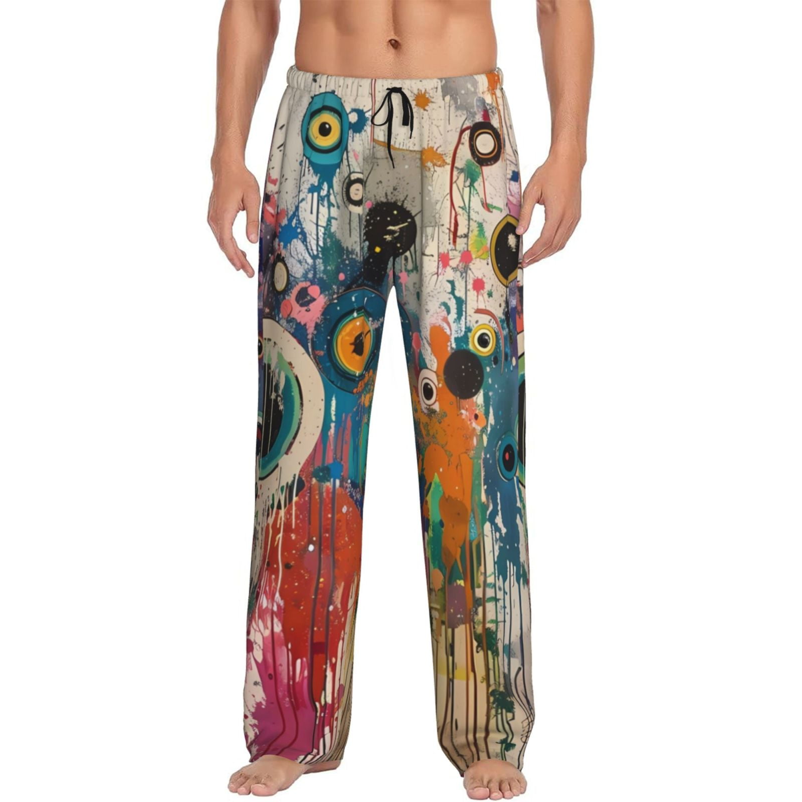 Naloa Abstract Colorful Dripping Circles Pajama Pants Men, PJ Bottoms ...