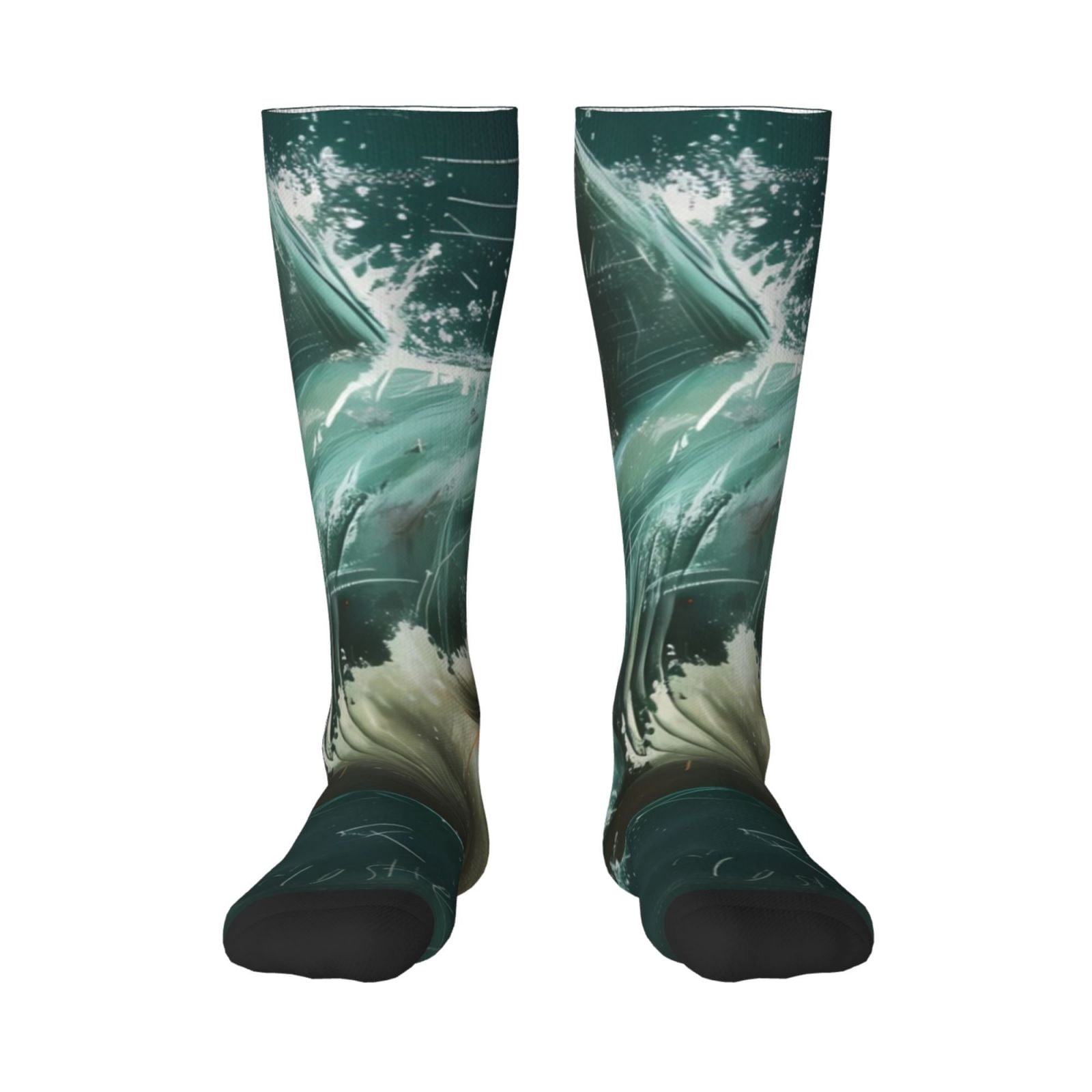 Naloa Abstract Geometric Shark Thigh High Socks Extra Long Stretchy ...