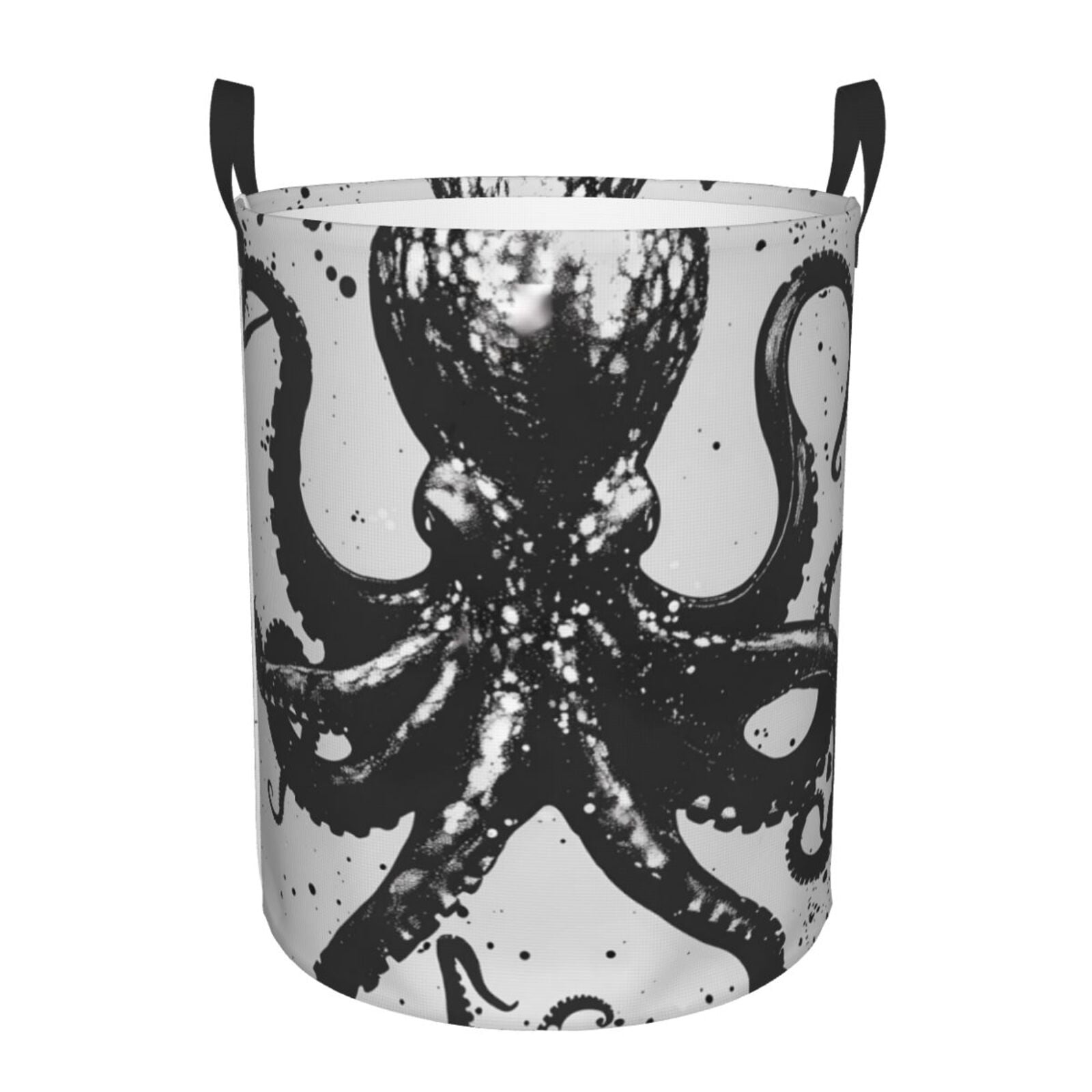 Naloa Abstract Ink Octopus Round Large Laundry Basket, Toy Storage for ...