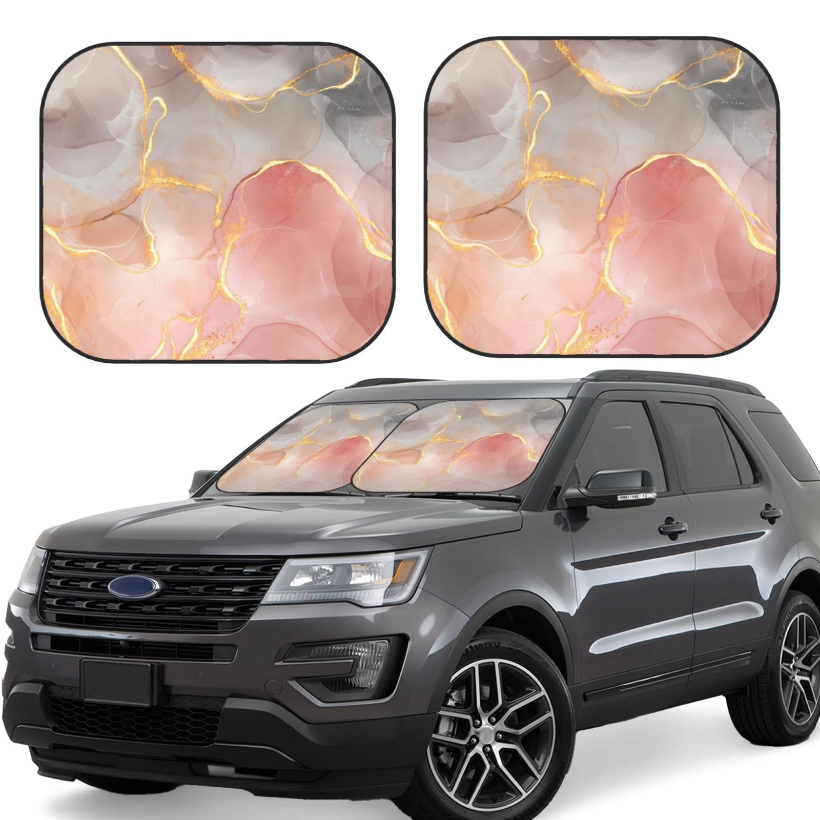 Naloa Abstract Marble Texture Print 2-Piece Windshield Sunshade ...
