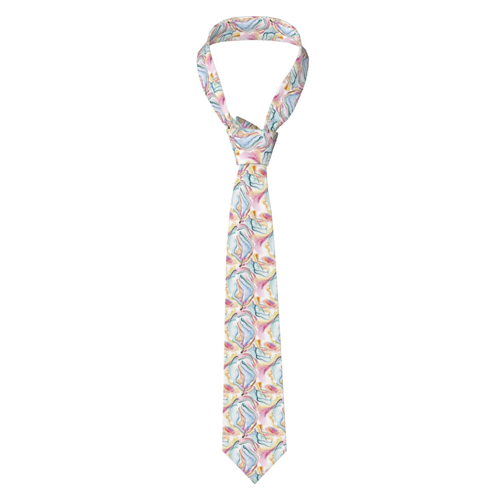 Naloa Abstract Marble Texture Print Solid Color Tie Formal Necktie for ...