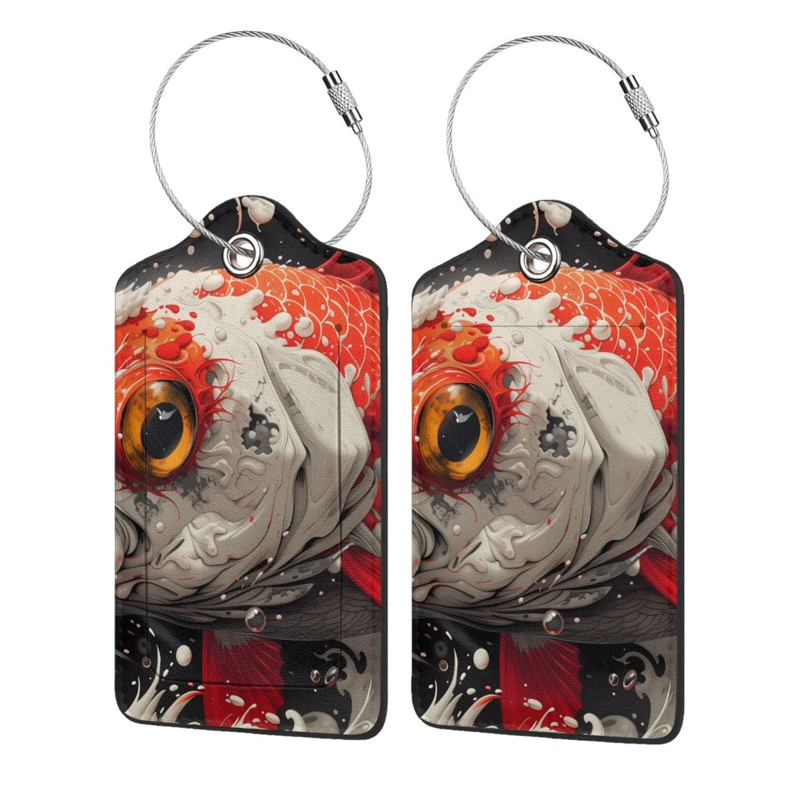 Naloa Abstract Red Koi Fish Art Luggage Tag for Suitcase Leather ...