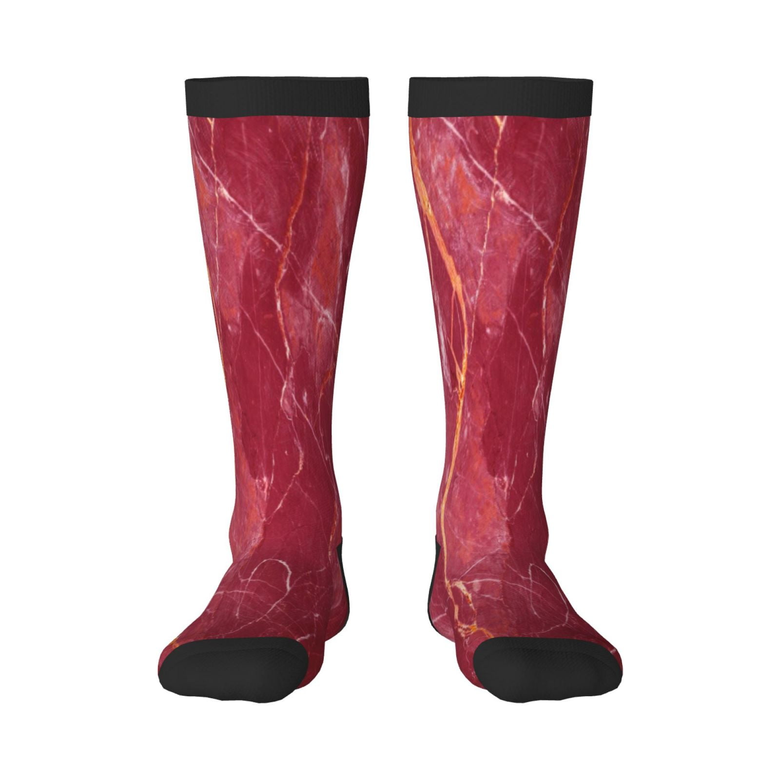 Naloa Abstract Red Marble Thigh High Socks Extra Long Stretchy Sock ...