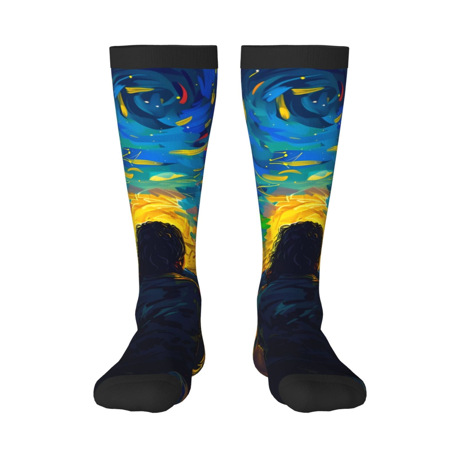 Naloa Abstract Starry Sky Thigh High Socks Extra Long Stretchy Sock ...