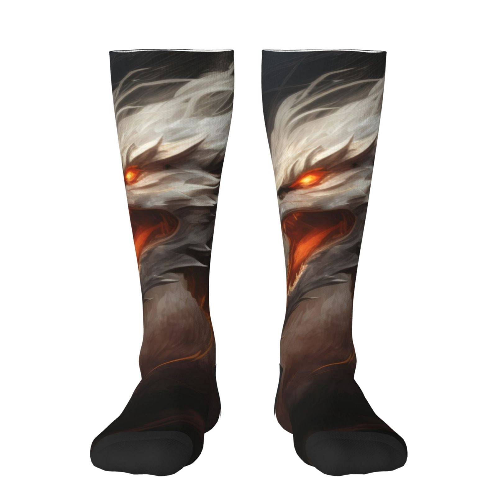 Naloa Abstract White Dragon Thigh High Socks Extra Long Stretchy Sock ...