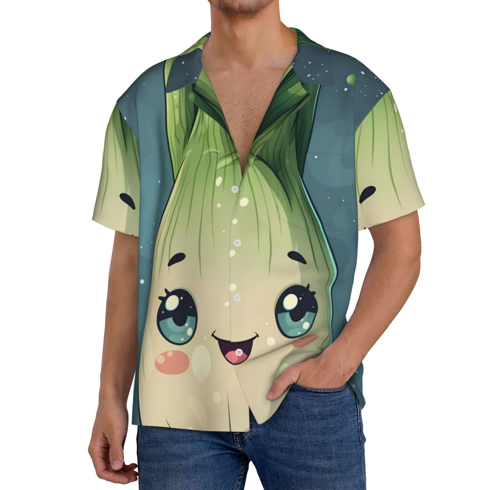 Naloa Adorable Kawaii Fennel Character Men's Loose Fit Cuban Collar ...