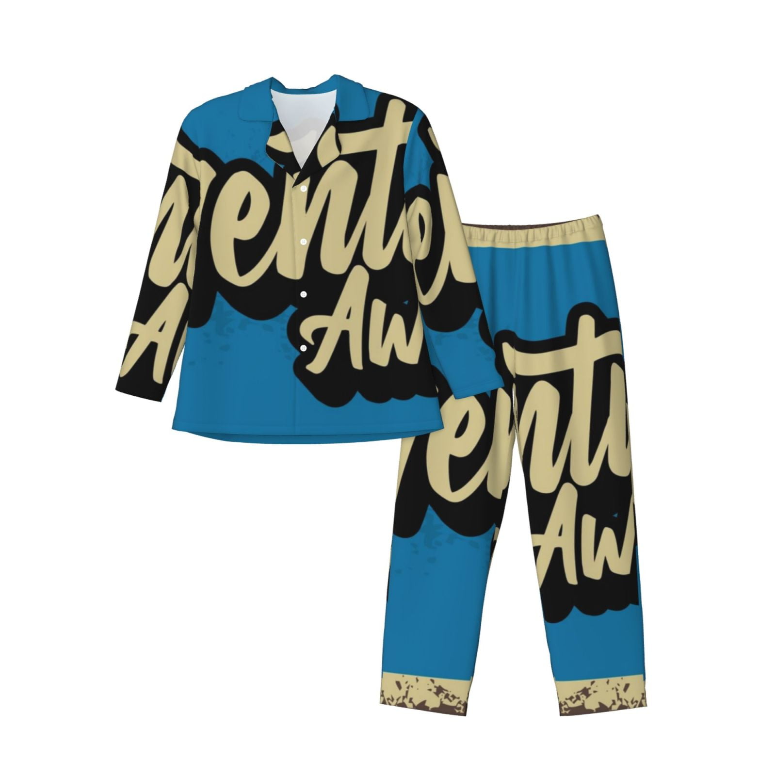 Naloa Adventure Awaits Men’s Pajamas Set - Long Sleeve Button Down ...