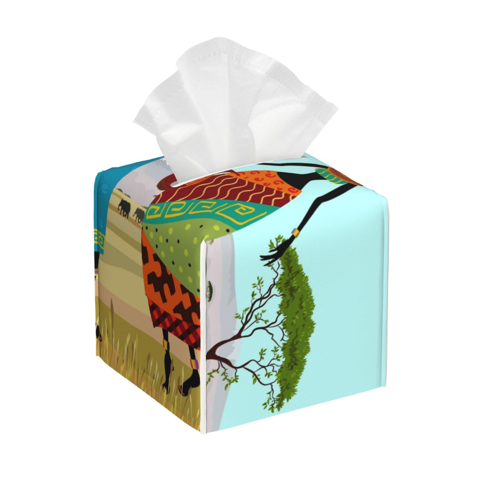 Naloa African Women Tissue Box CoverLeather Tissue Holder Square Facial ...