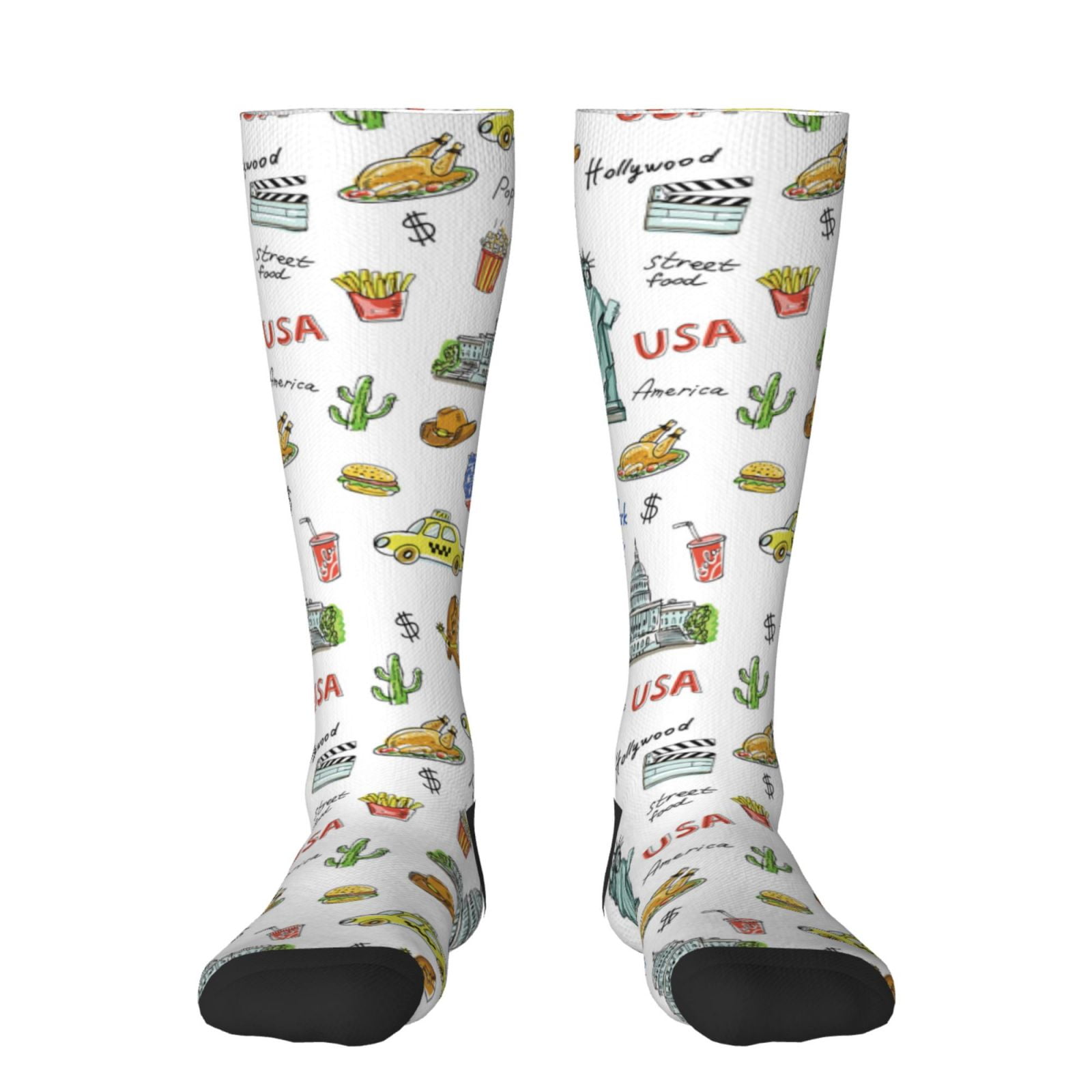 Naloa America Landmarks Thigh High Socks Extra Long Stretchy Sock Women ...