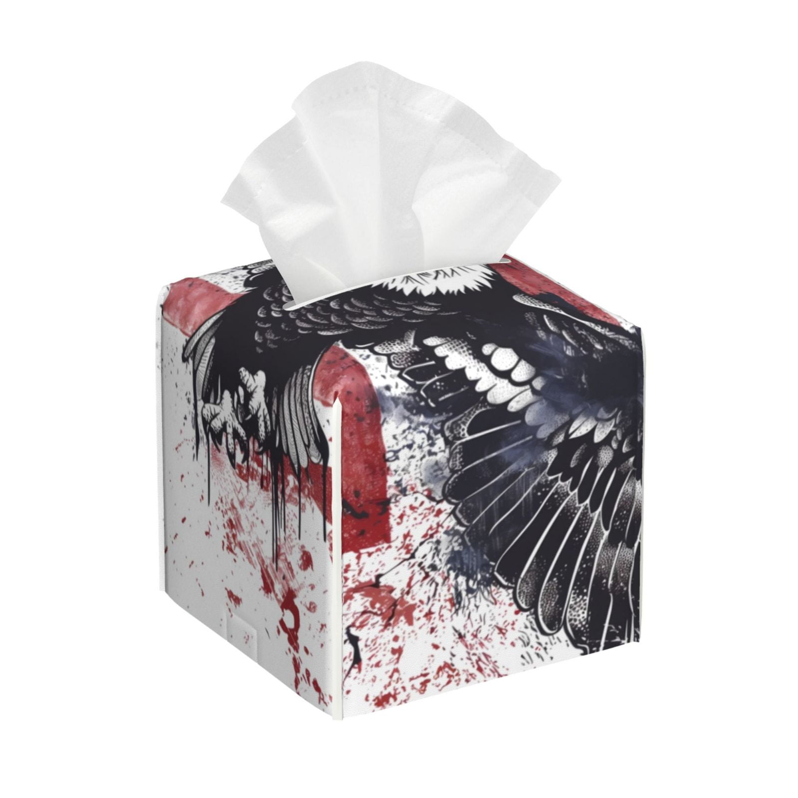 Naloa American Flag Eagle Art Tissue Box Cover Leather Tissue Holder ...