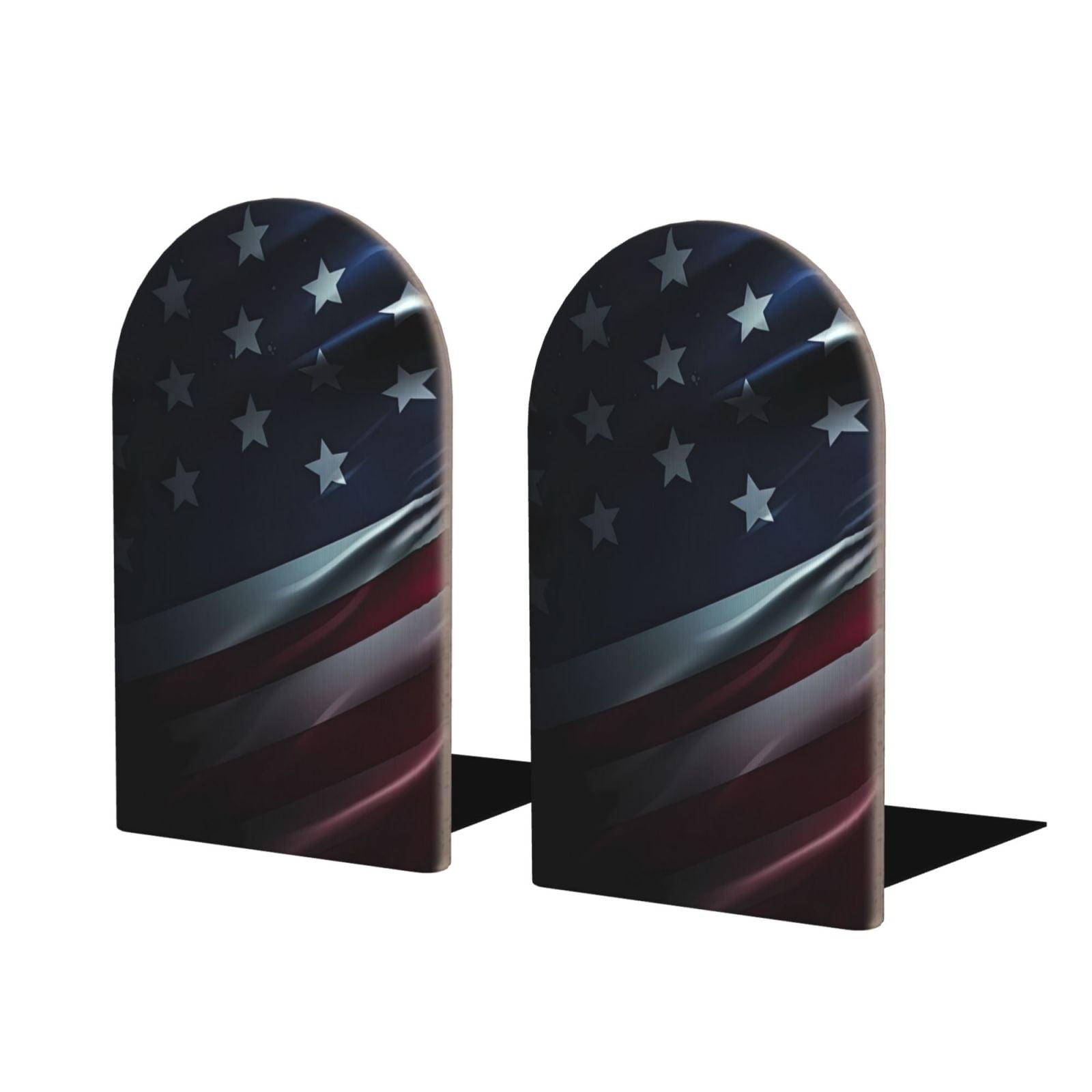 Naloa American Flag Waving Print Wood Non-Skid Bookend for Shelves,Book ...