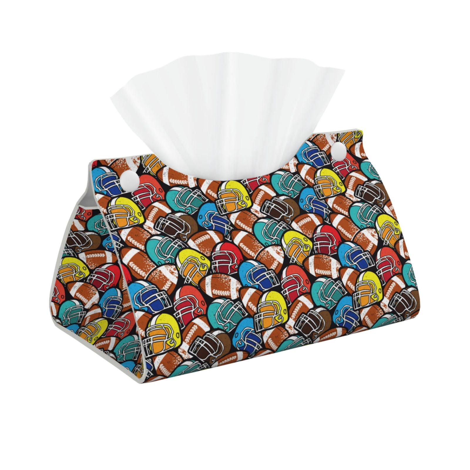 Naloa American Football Print Leather Tissue Box Cover Rectangle | Long ...