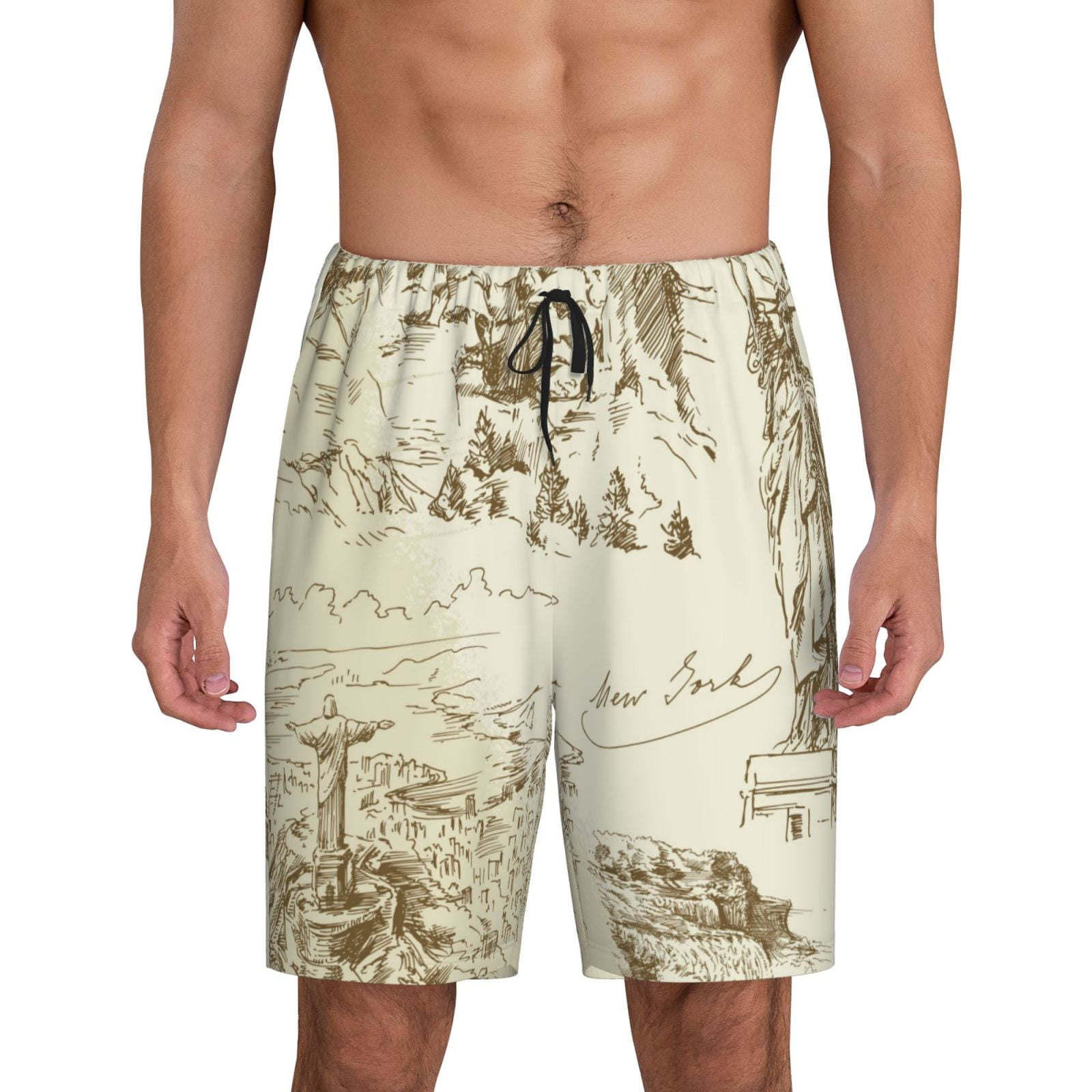 Naloa American Monuments Men's Short Pajama Pants, Pj Shorts, Lounge ...