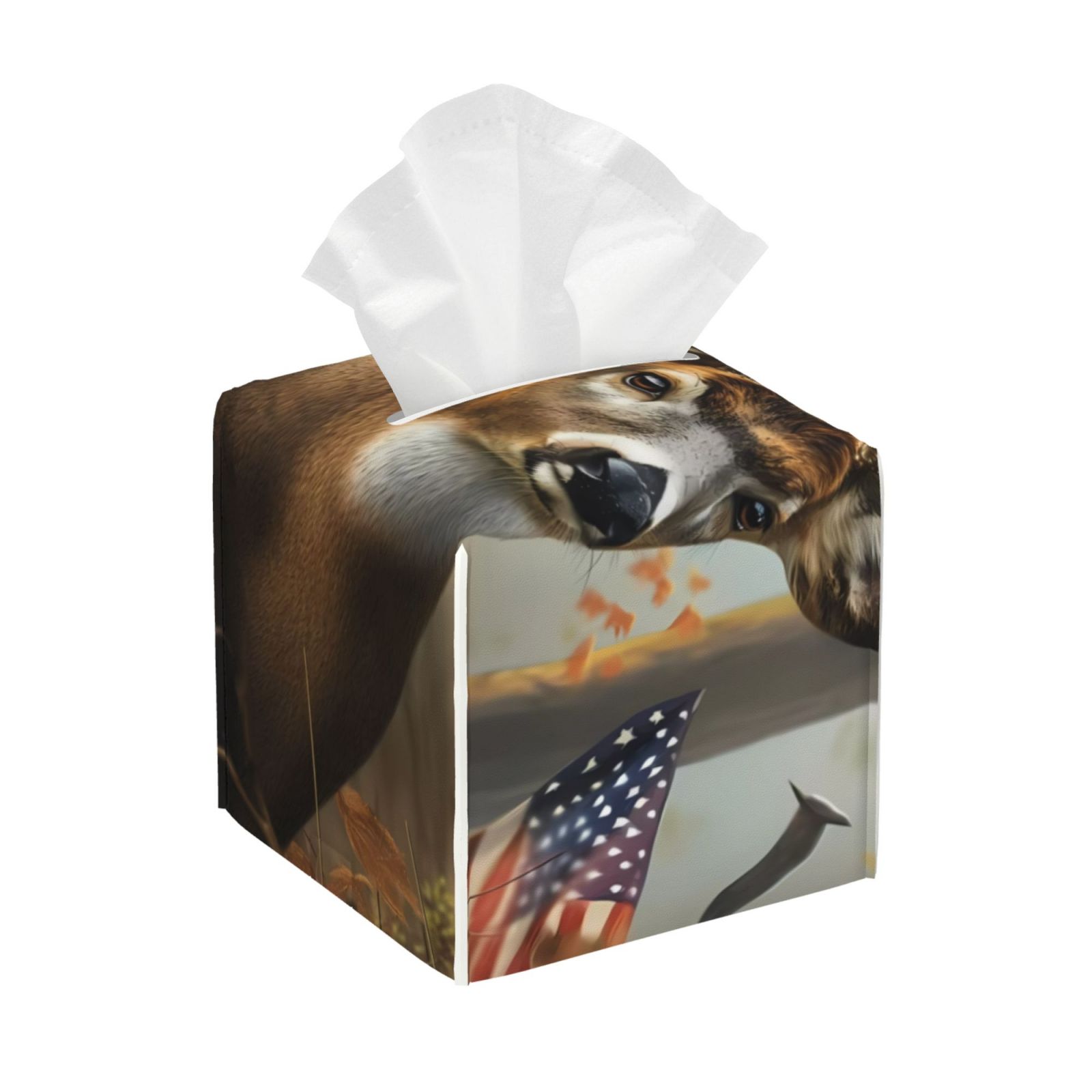 Naloa American Wildlife Deer Forest Tissue Box Cover Leather Tissue ...