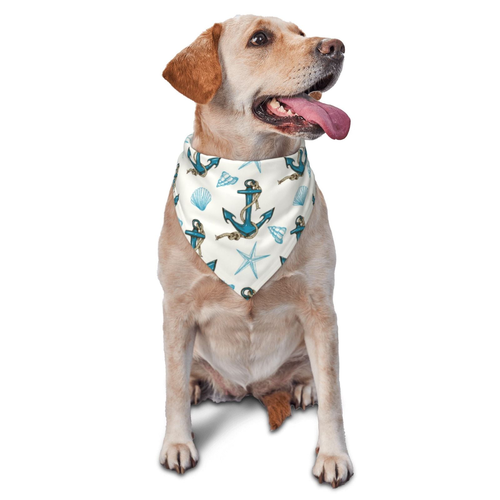 Naloa Anchors And Shells Dog Bandanas 1PC Washable Triangle Dog Scarfs ...