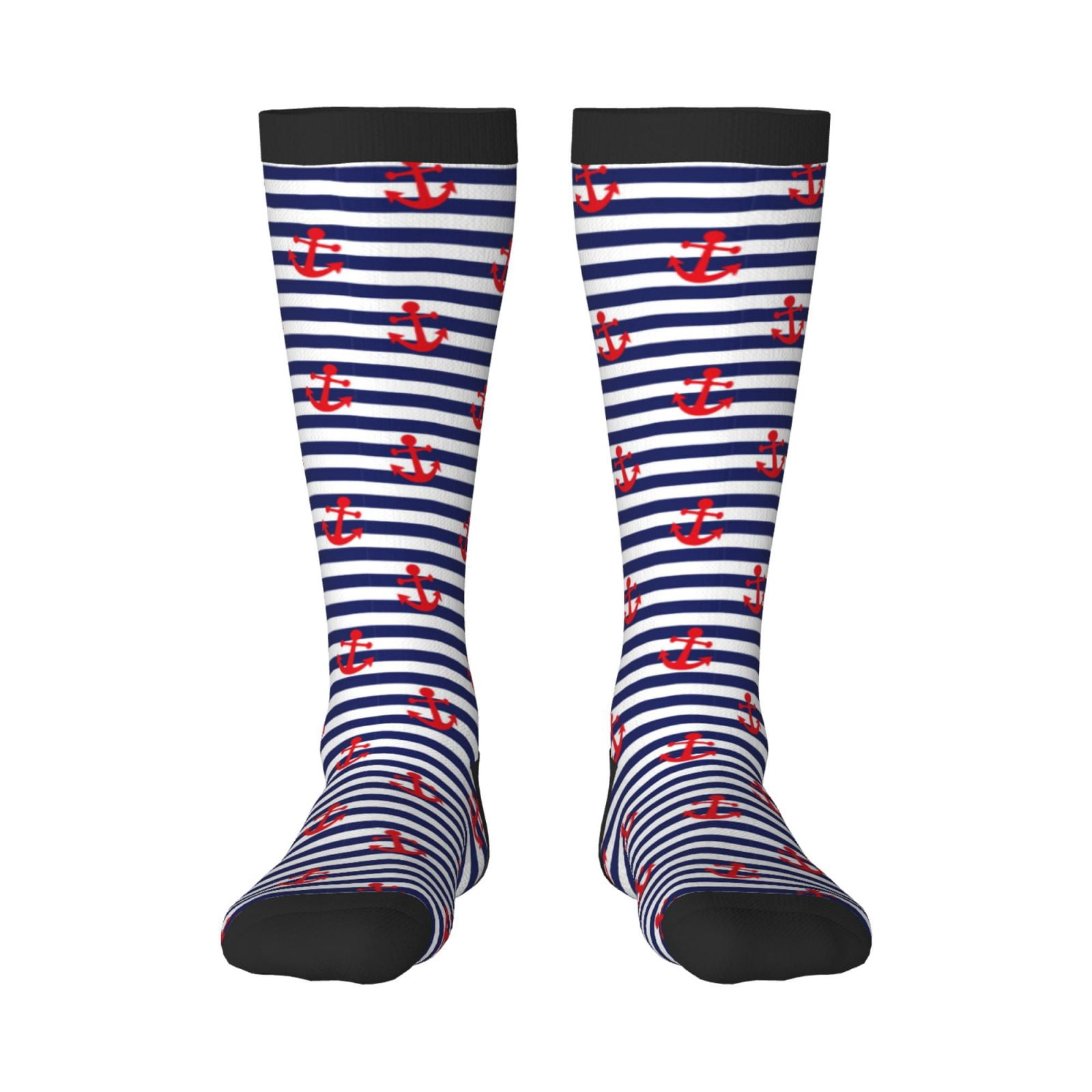 Naloa Anchors Thigh High Socks Extra Long Stretchy Sock Women Over Knee ...