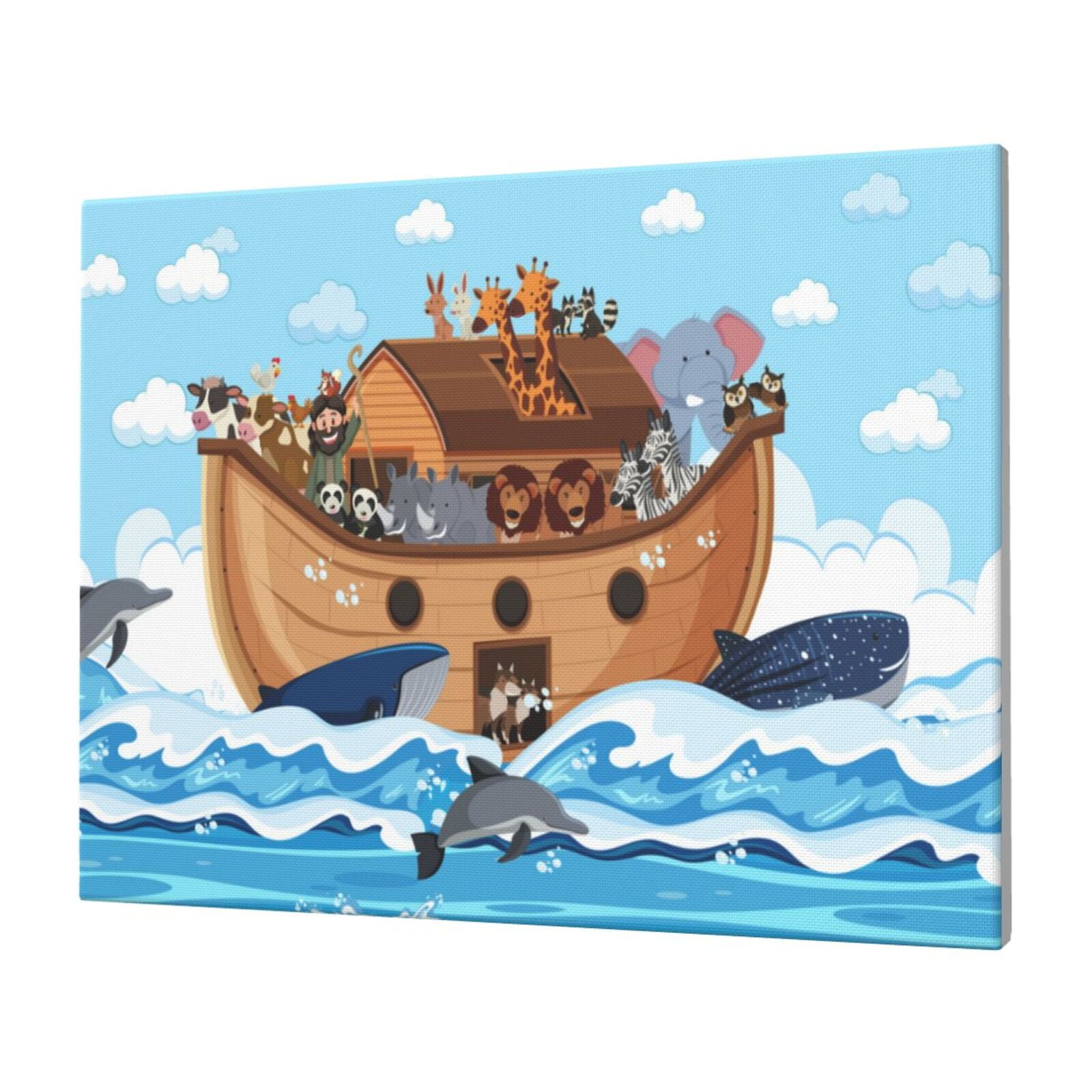 Naloa Animals on Noah's Ark Print Canvas Picture,Wall Pictures, Modern ...