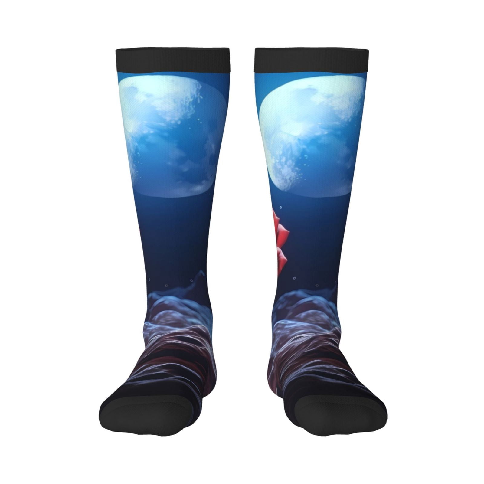 Naloa Artistic Moon Rose Thigh High Socks Extra Long Stretchy Sock ...