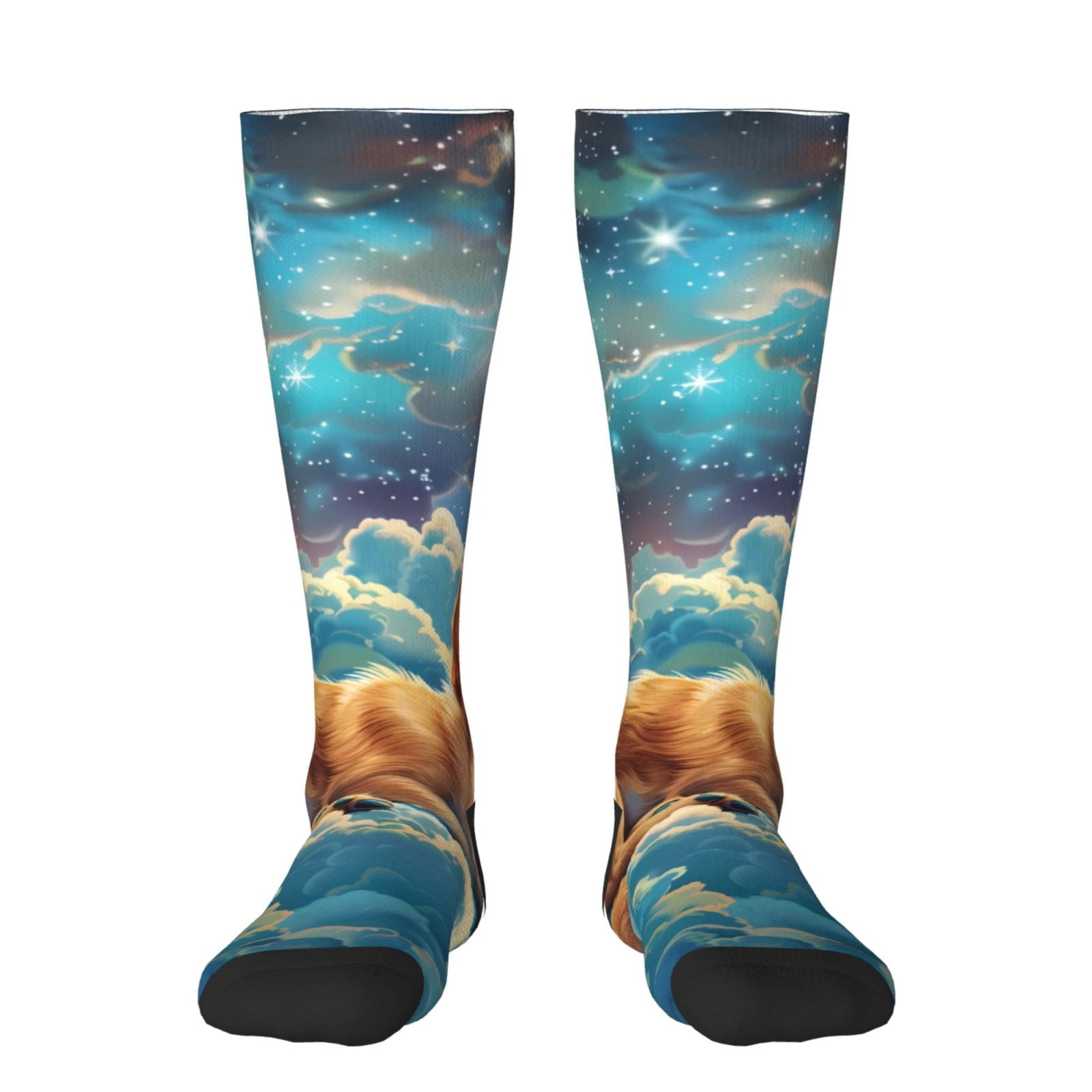 Naloa Artistic Starry Sky Cloud Dog Thigh High Socks Extra Long ...