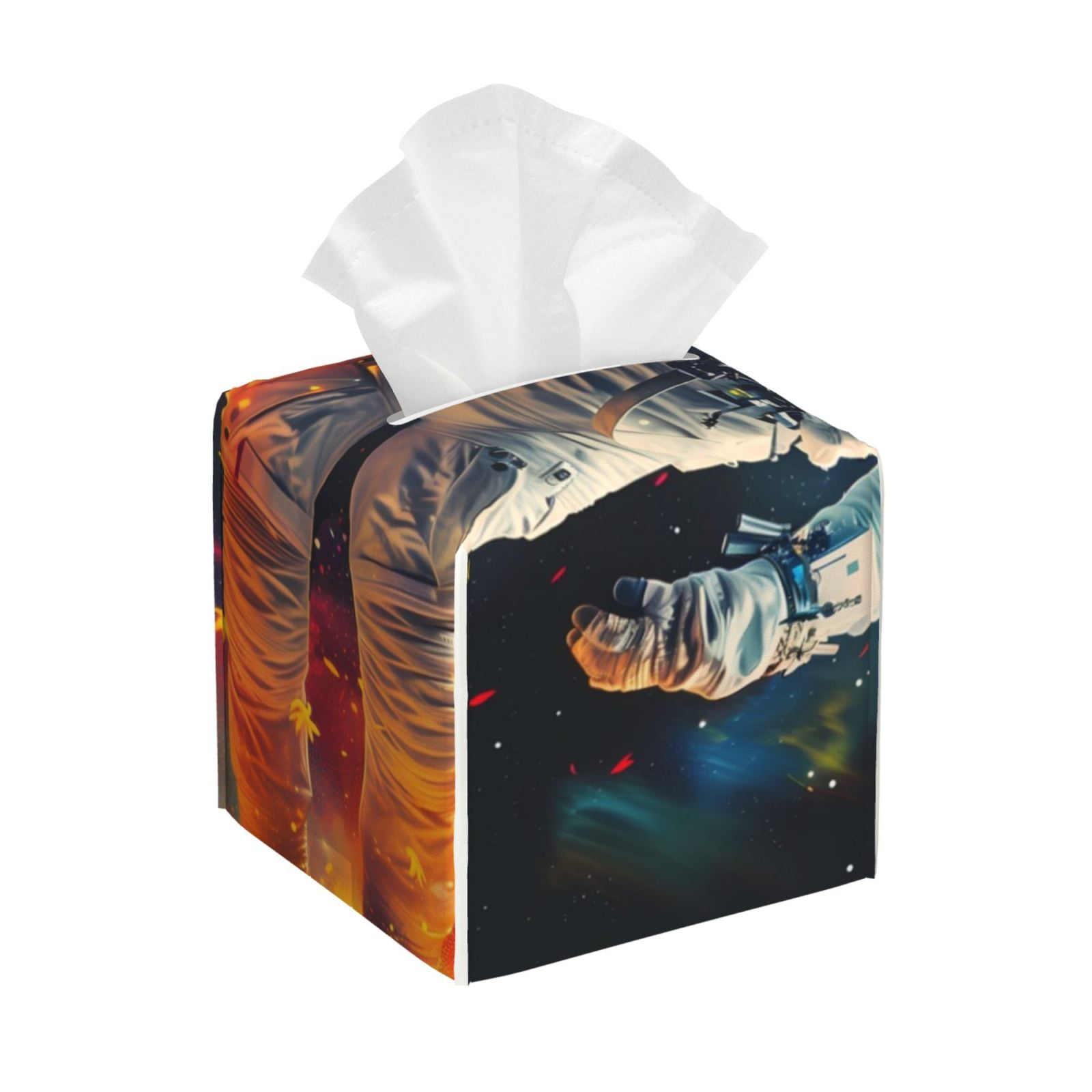 Naloa Astronaut Cosmic Rainbow Tissue Box Cover Leather Tissue Holder ...