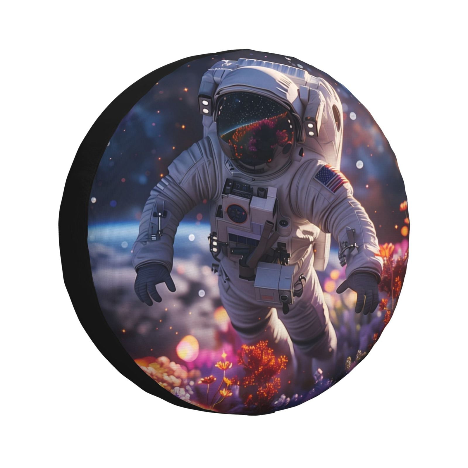 Naloa Astronaut In Cosmic Garden PVC Leather Spare Tire Wheel Cover ...
