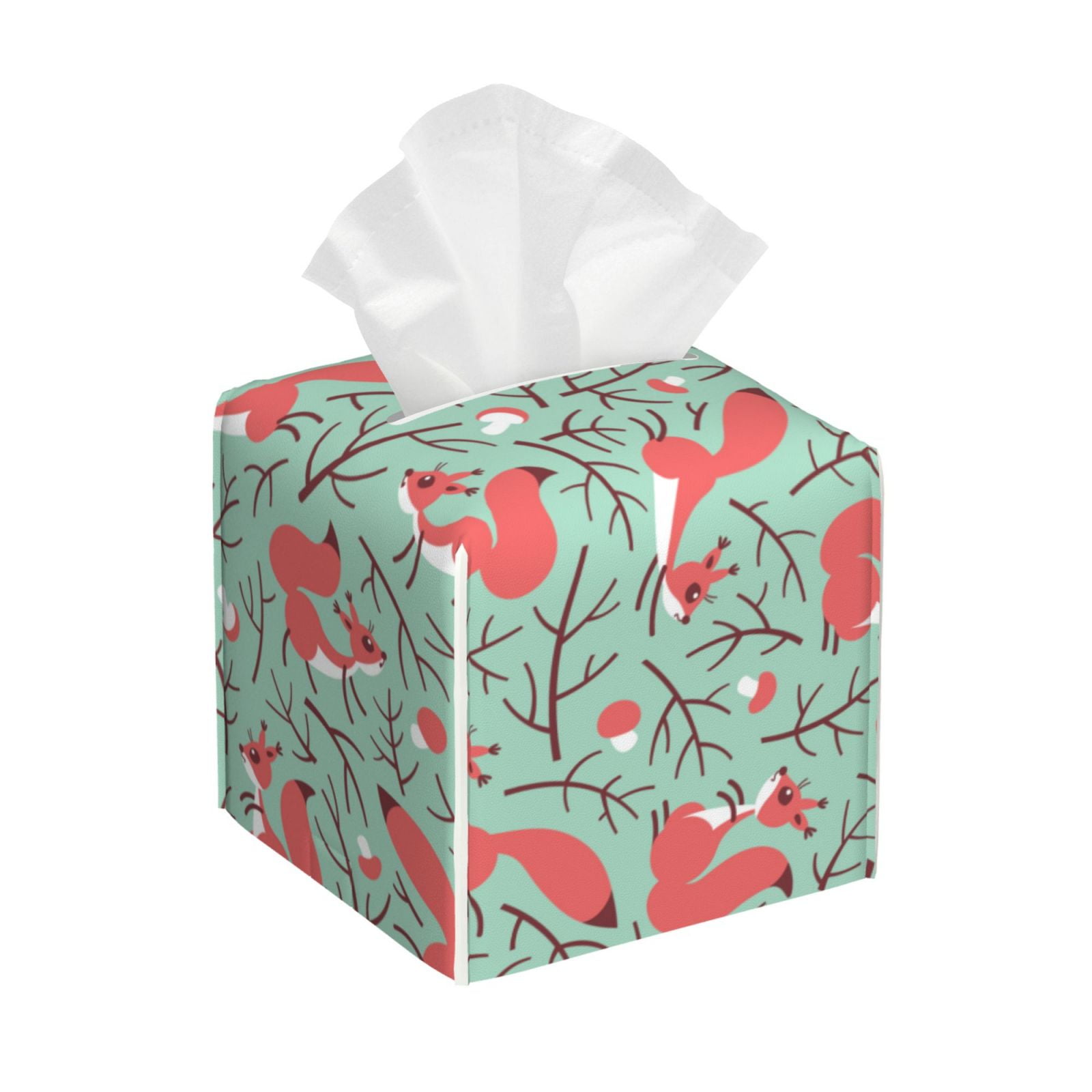 Naloa Autumn Branches Fox and Mushrooms Tissue Box Cover Leather Tissue ...