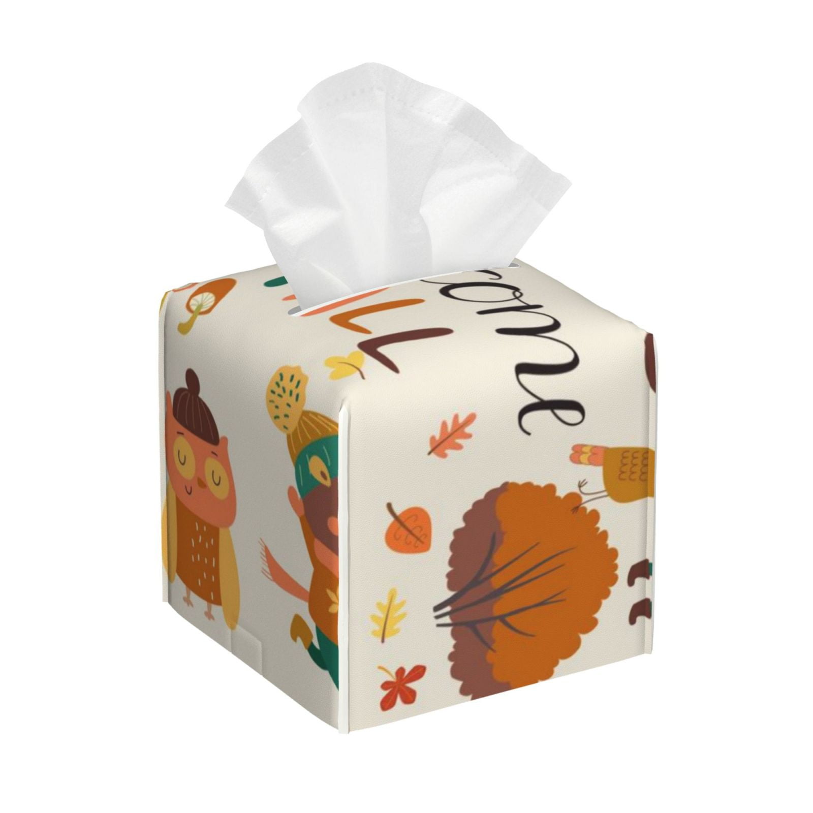 Naloa Autumn In The Forest Tissue Box CoverLeather Tissue Holder Square ...