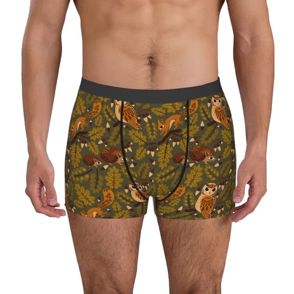 Naloa Autumn Leaves Owl Squirrel Mens Underwear - Boxers for Men, Mens ...