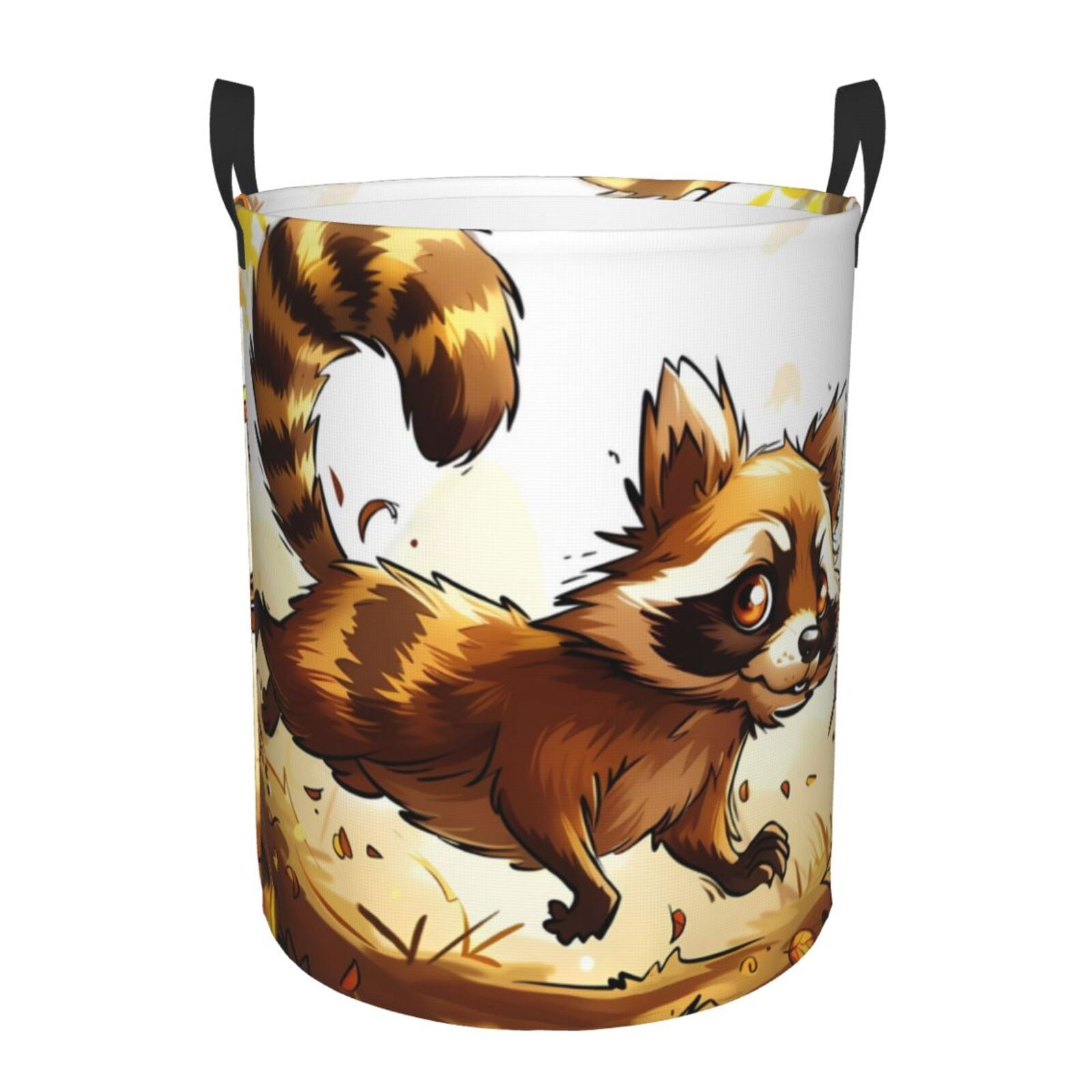 Naloa Autumn Raccoon In Forest Round Large Laundry Basket, Toy Storage ...
