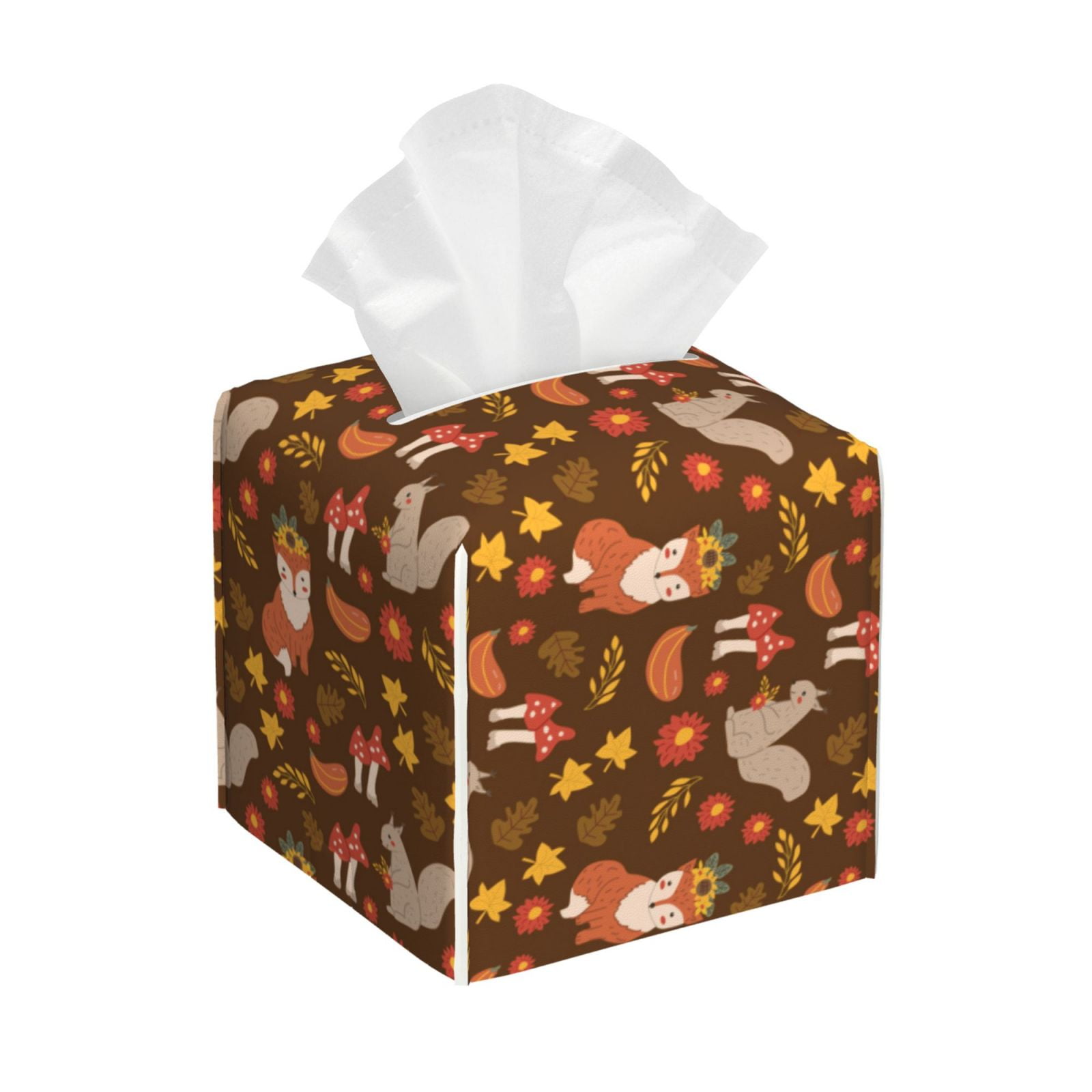 Naloa Autumn Thanksgiving Tissue Box Cover Leather Tissue Holder Square ...
