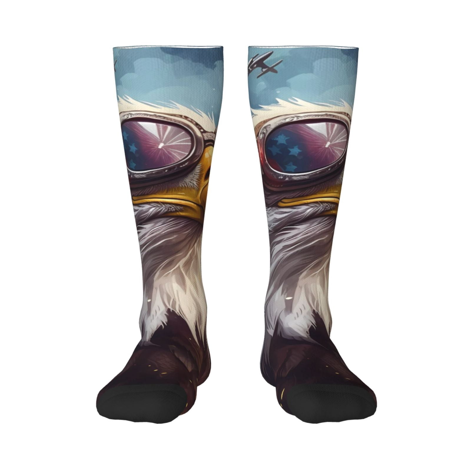 Naloa Bald Eagle Pilot Thigh High Socks Extra Long Stretchy Sock Women ...