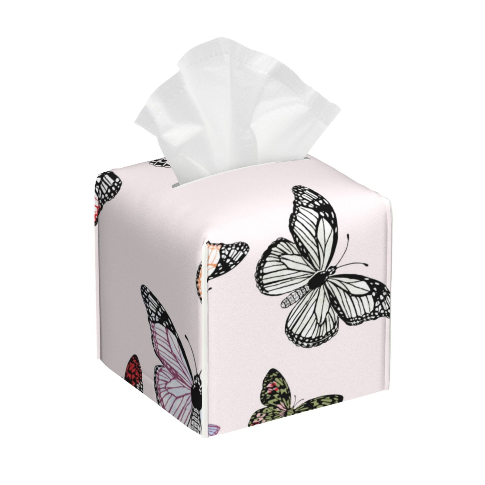 Naloa Beautiful Butterfly Tissue Box Cover Leather Tissue Holder Square ...