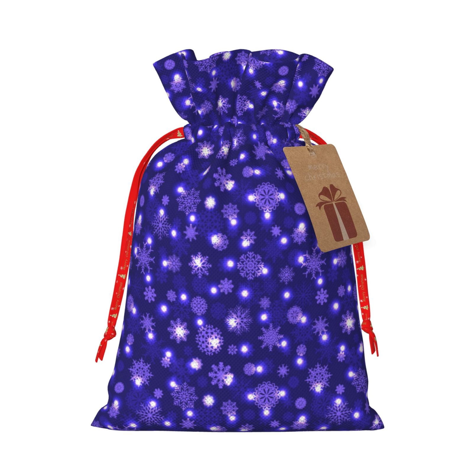 Naloa Beautiful Purple Snowflakes Drawstring Christmas Bags, 3D Xmas ...