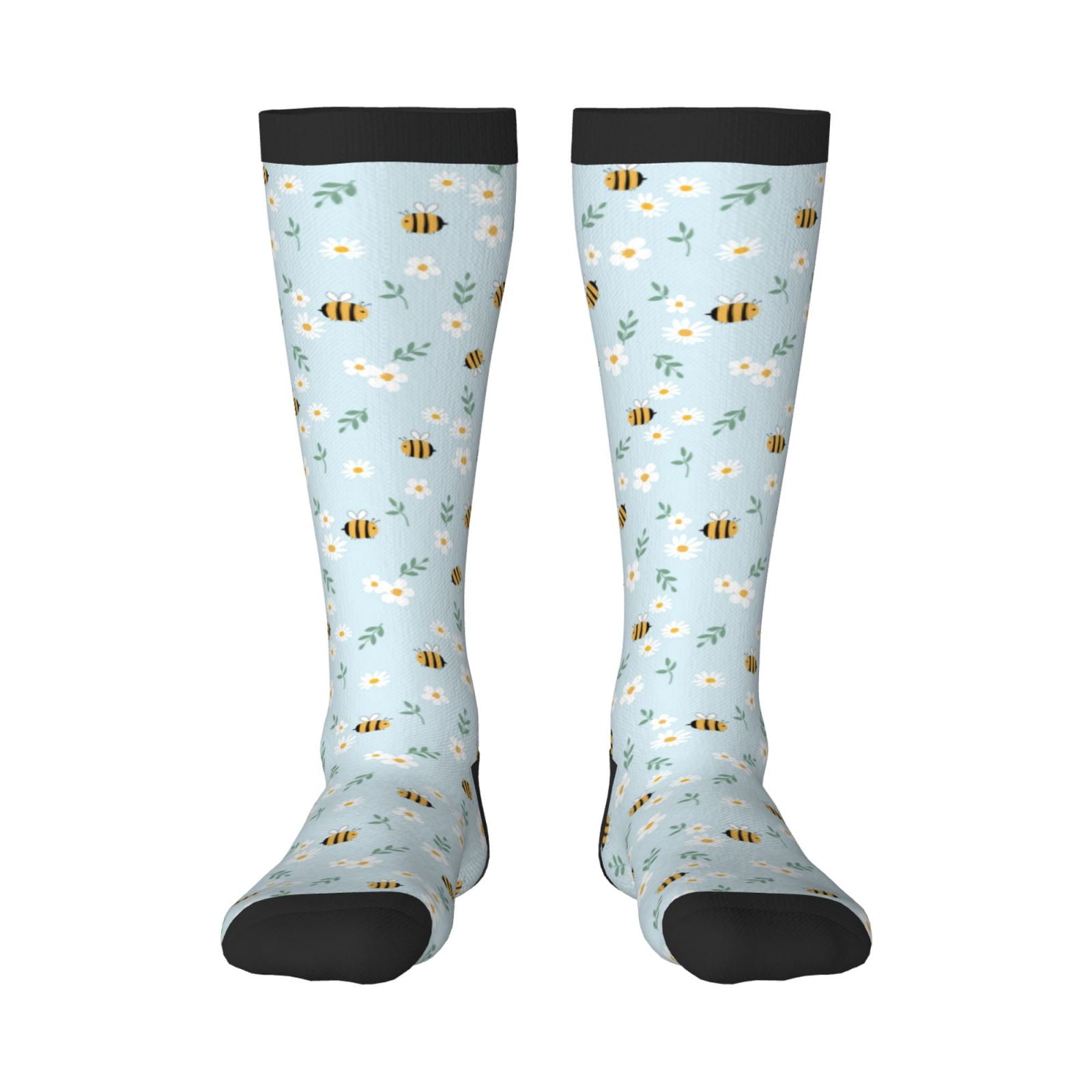 Naloa Bee Flower Thigh High Socks Extra Long Stretchy Sock Women Over ...