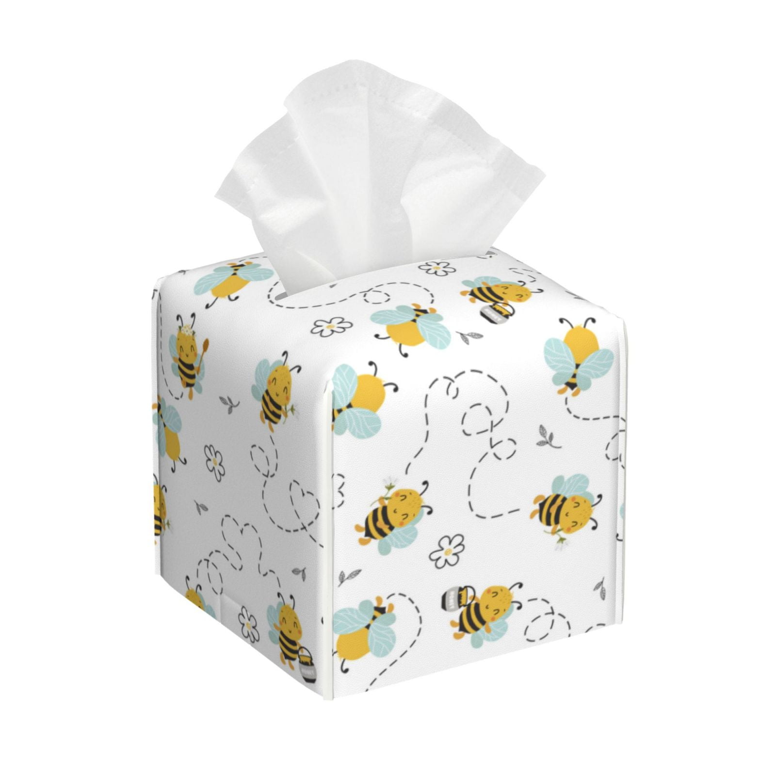 Naloa Bee Tissue Box CoverLeather Tissue Holder Square Facial Tissue ...