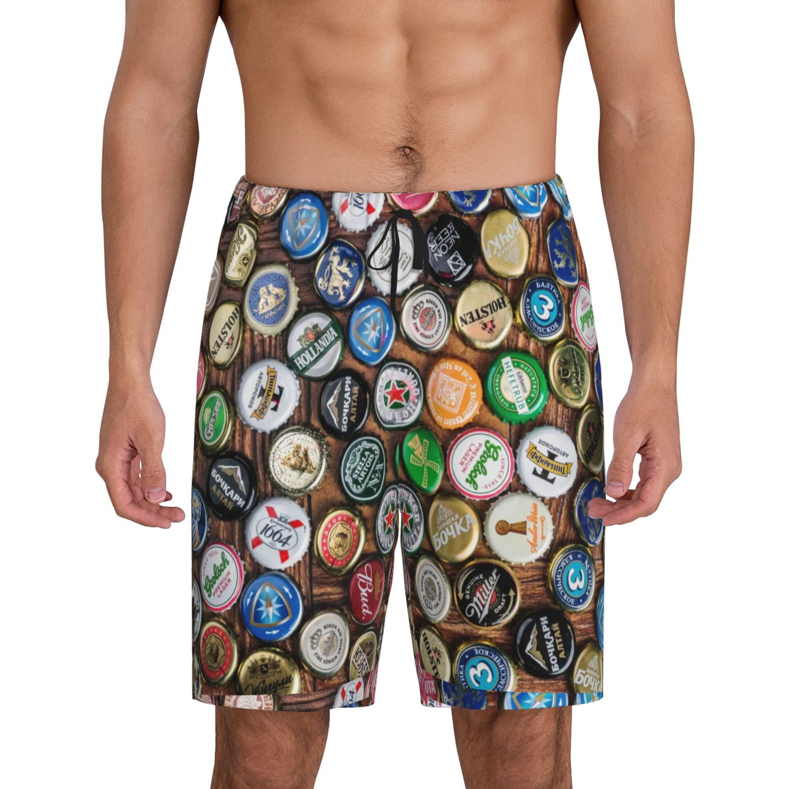 Naloa Beer Caps Men's Short Pajama Pants, Lounge Comfort Shorts with ...