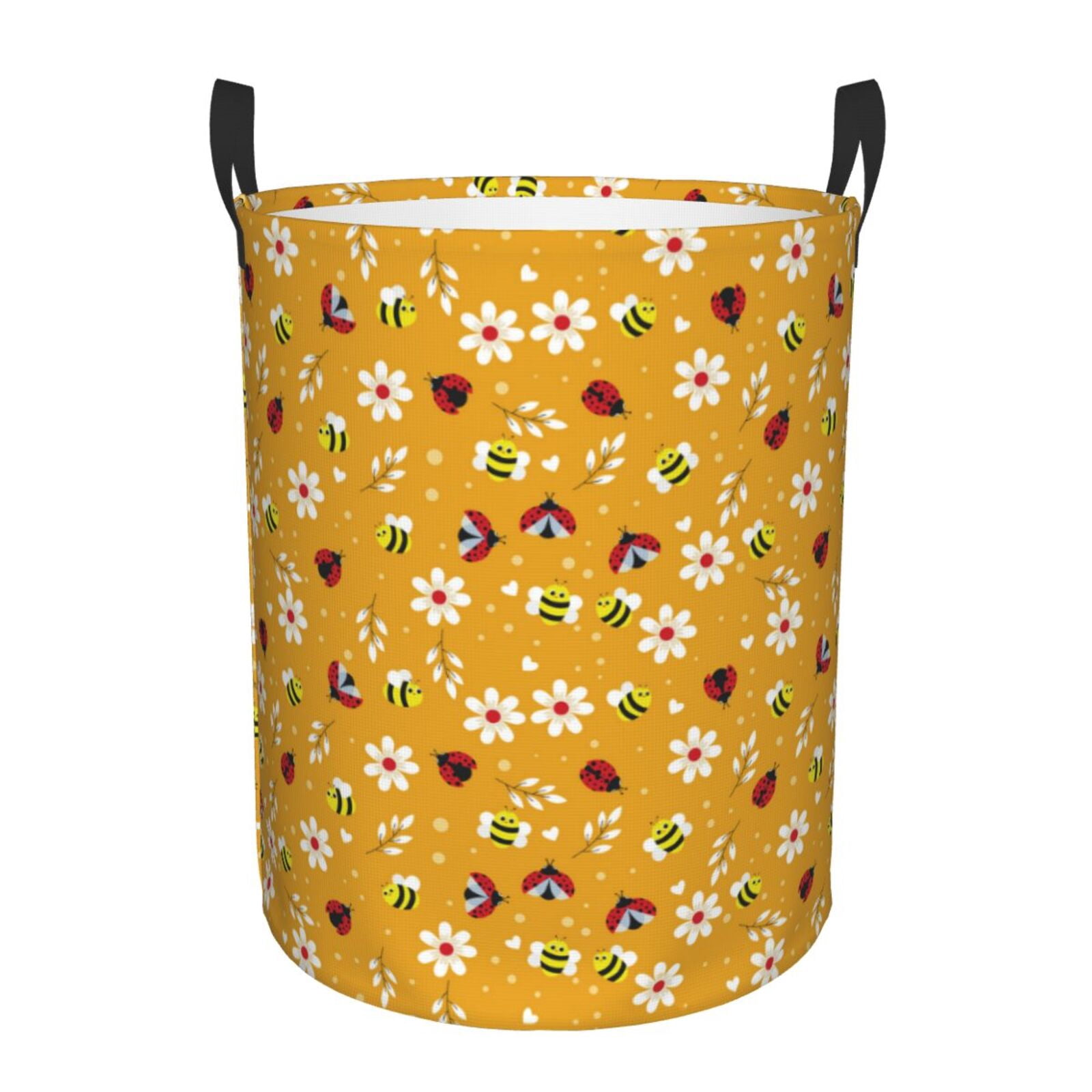 Naloa Bees And Ladybug Large Laundry Basket Waterproof Round ...