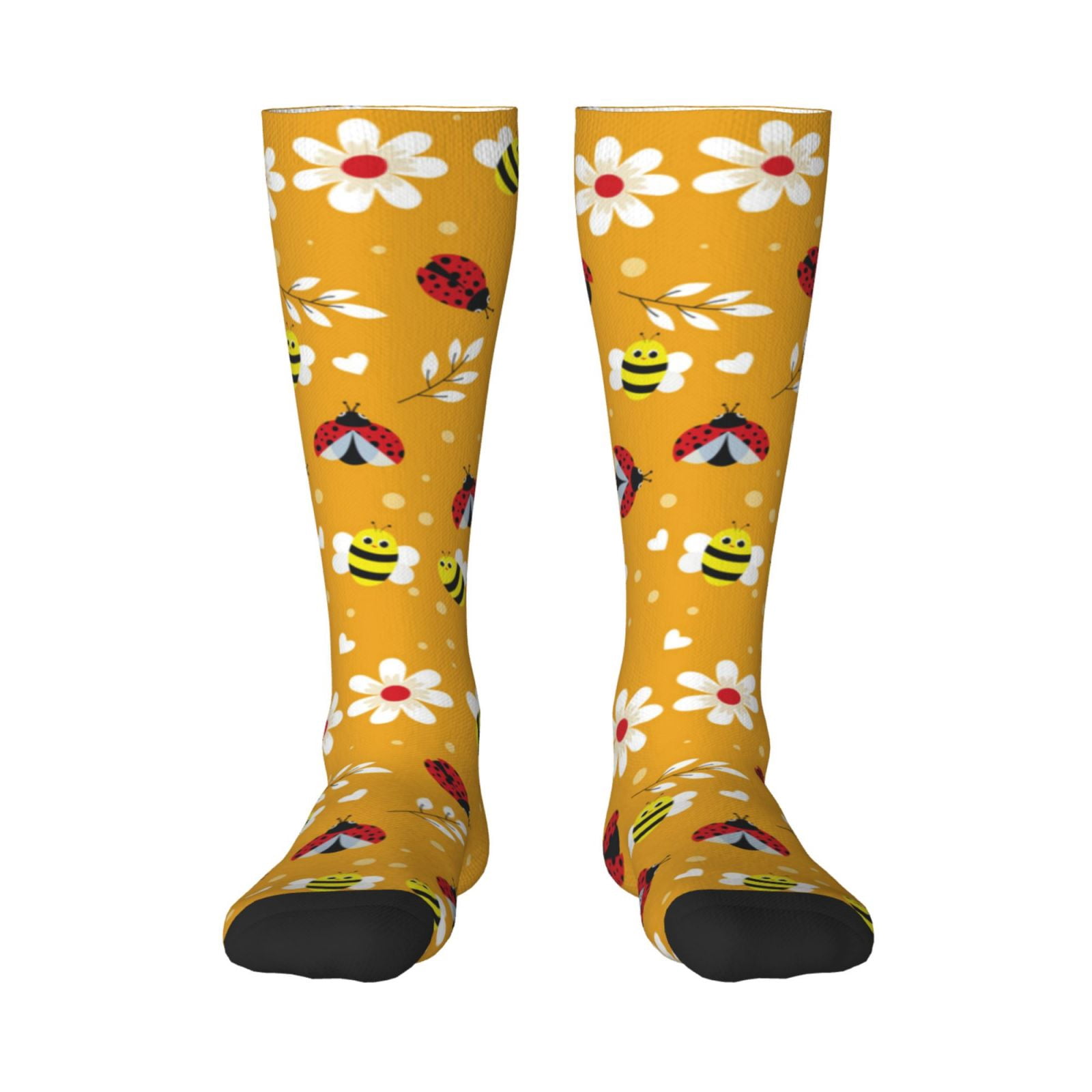 Naloa Bees And Ladybug Thigh High Socks Extra Long Stretchy Sock Women ...