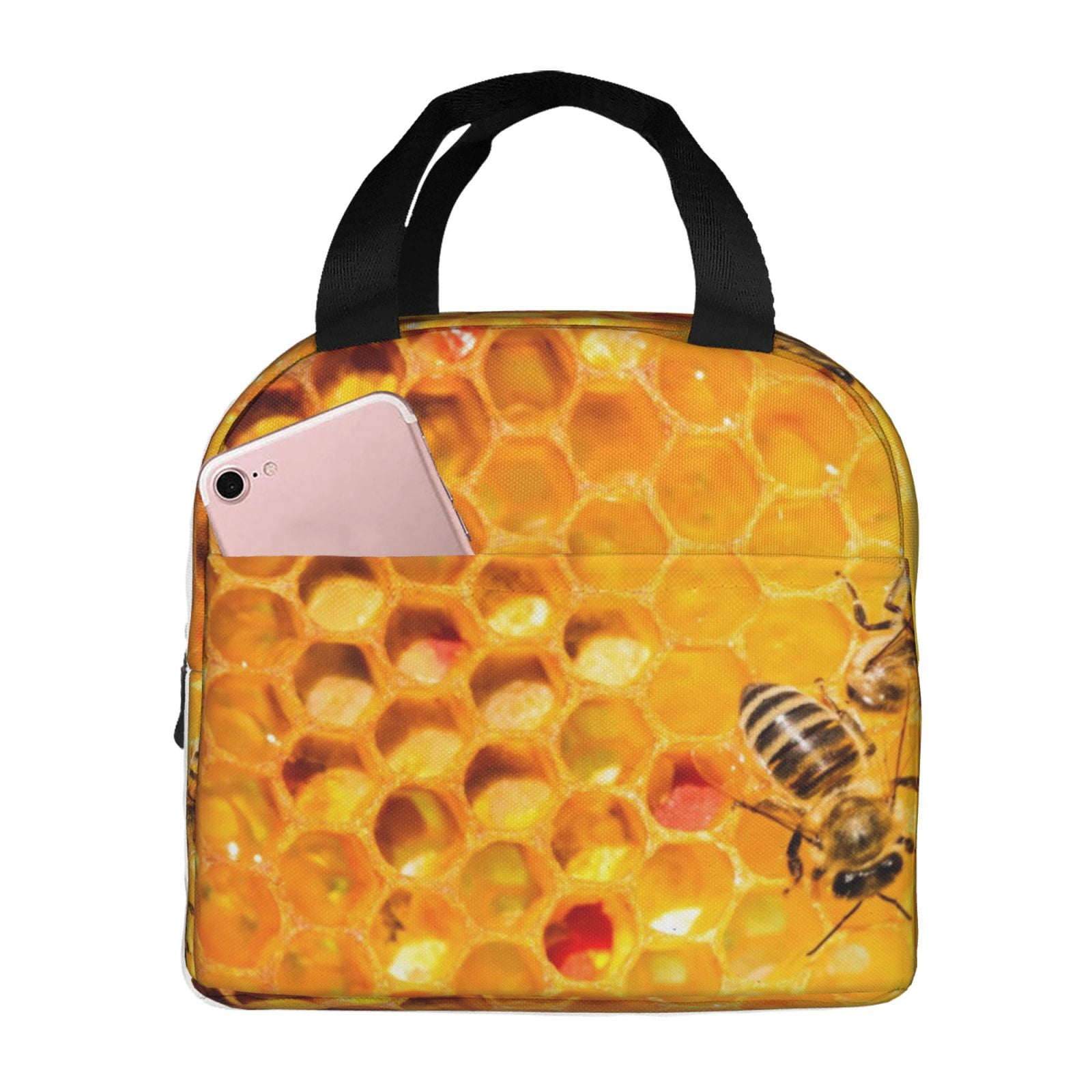 Naloa Bees on Hive Honeycomb Print Lunch Box for Women Men,Insulated ...