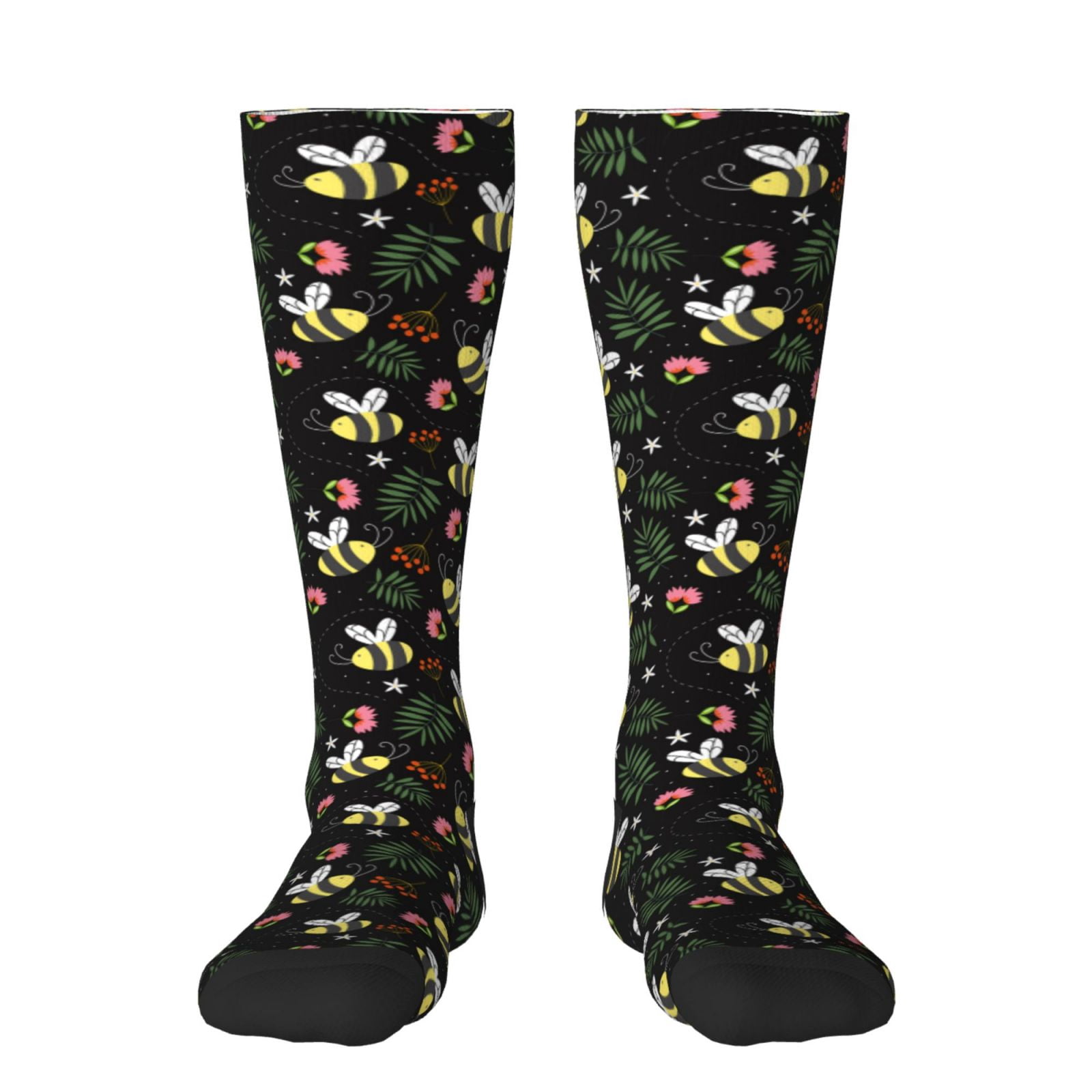 Naloa Bees Thigh High Socks Extra Long Stretchy Sock Women Over Knee ...
