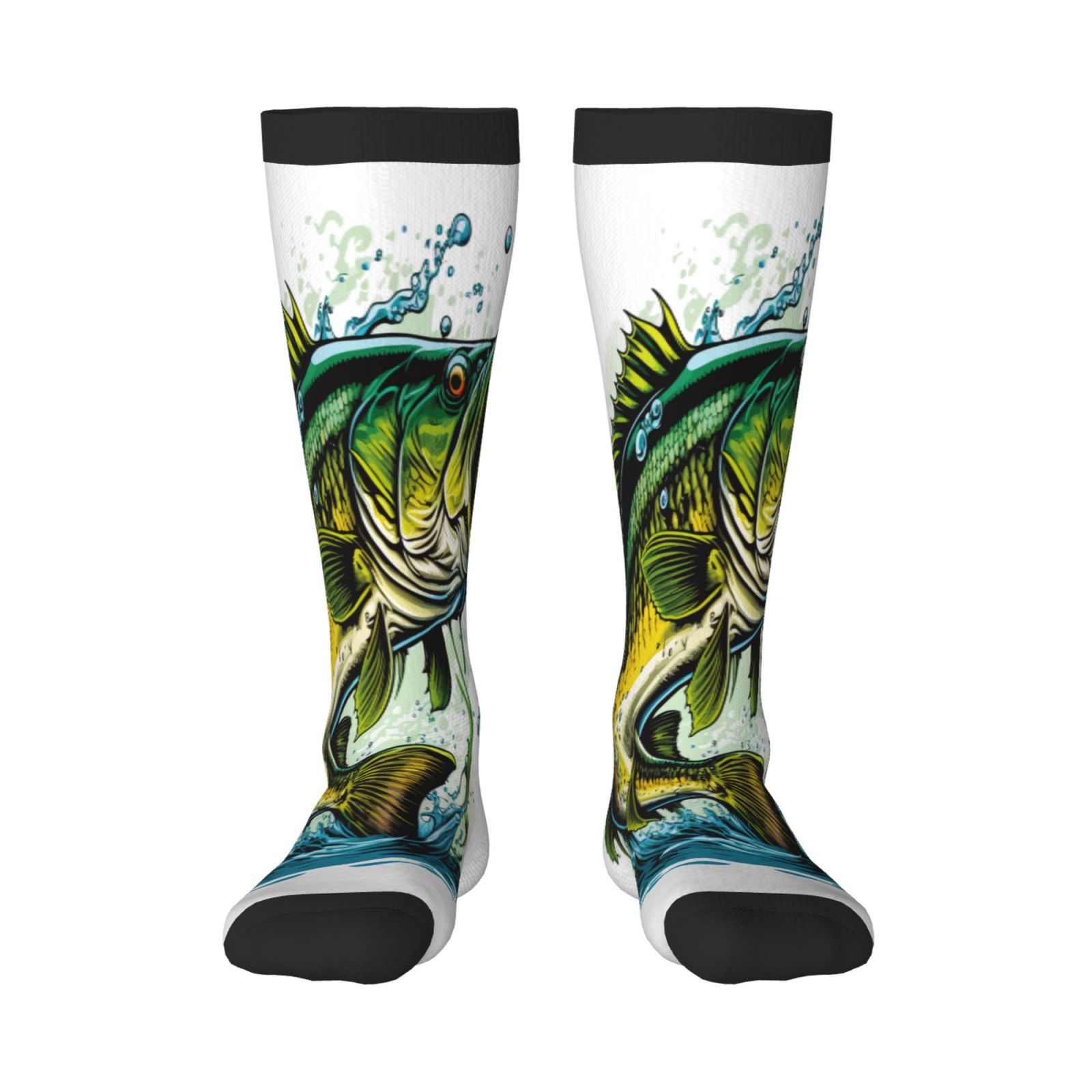 Naloa Big bass fish Knee Socks, High Socks Long Stretchy Sock Women ...