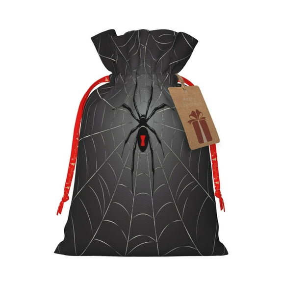 Naloa Black Spider On Web Drawstring Christmas Bags, 3D Xmas Gift Bags ...