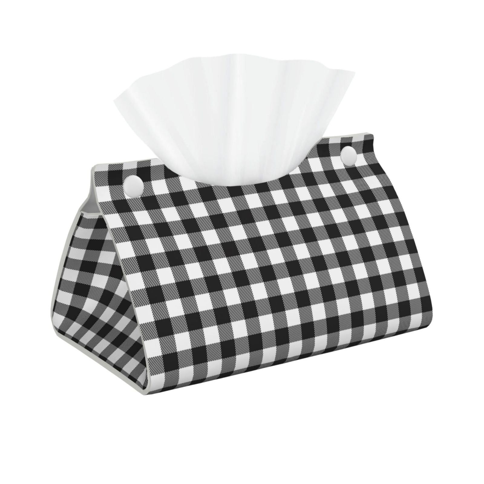 Naloa Black White Plaid Print Leather Tissue Box Cover Rectangle | Long ...