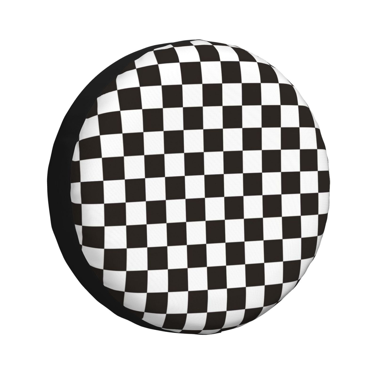 Naloa Black and White Checkerboard PVC Leather Spare Tire Wheel Cover ...