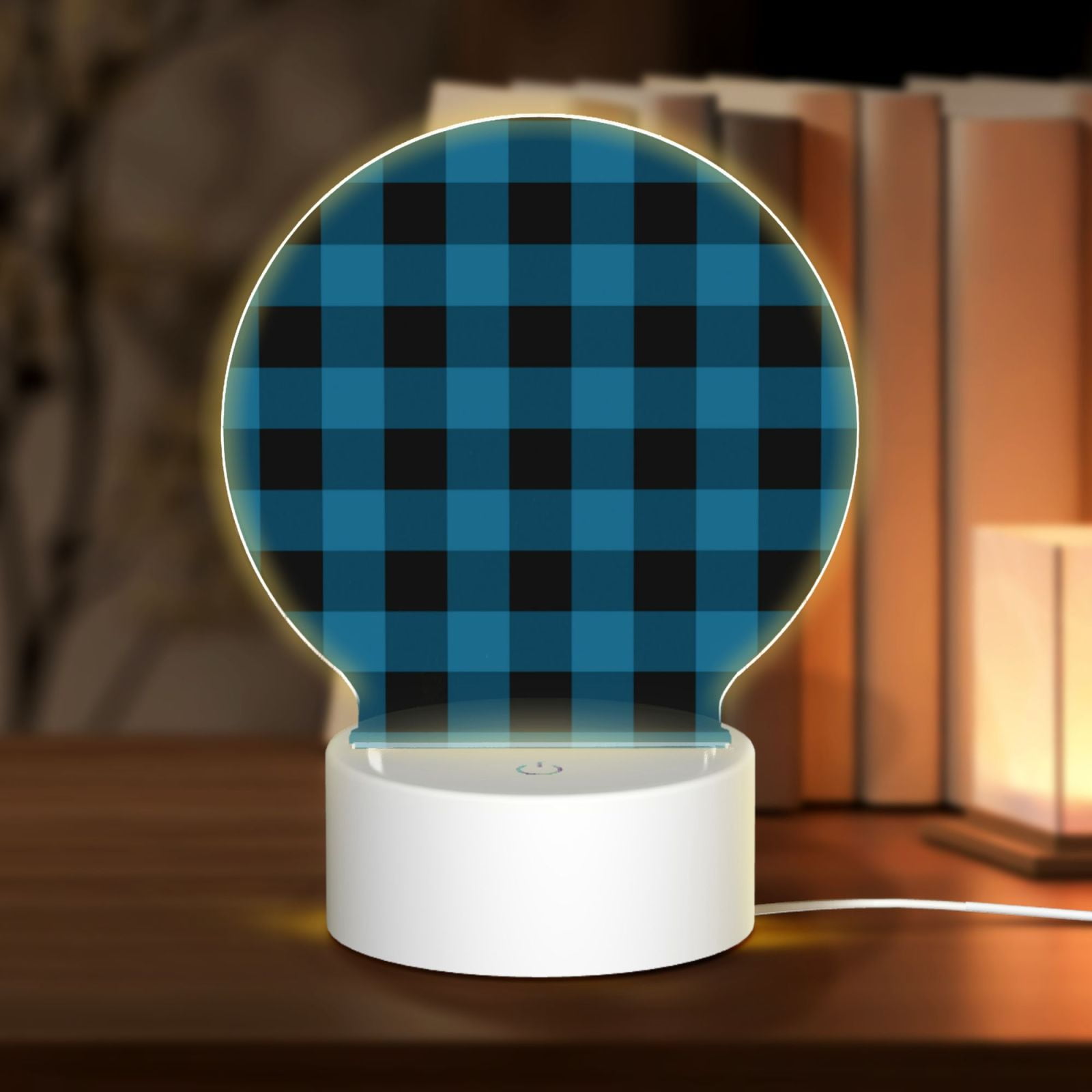 Naloa Blue Black Plaid Acrylic LED Night Light Custom LED Lights ...