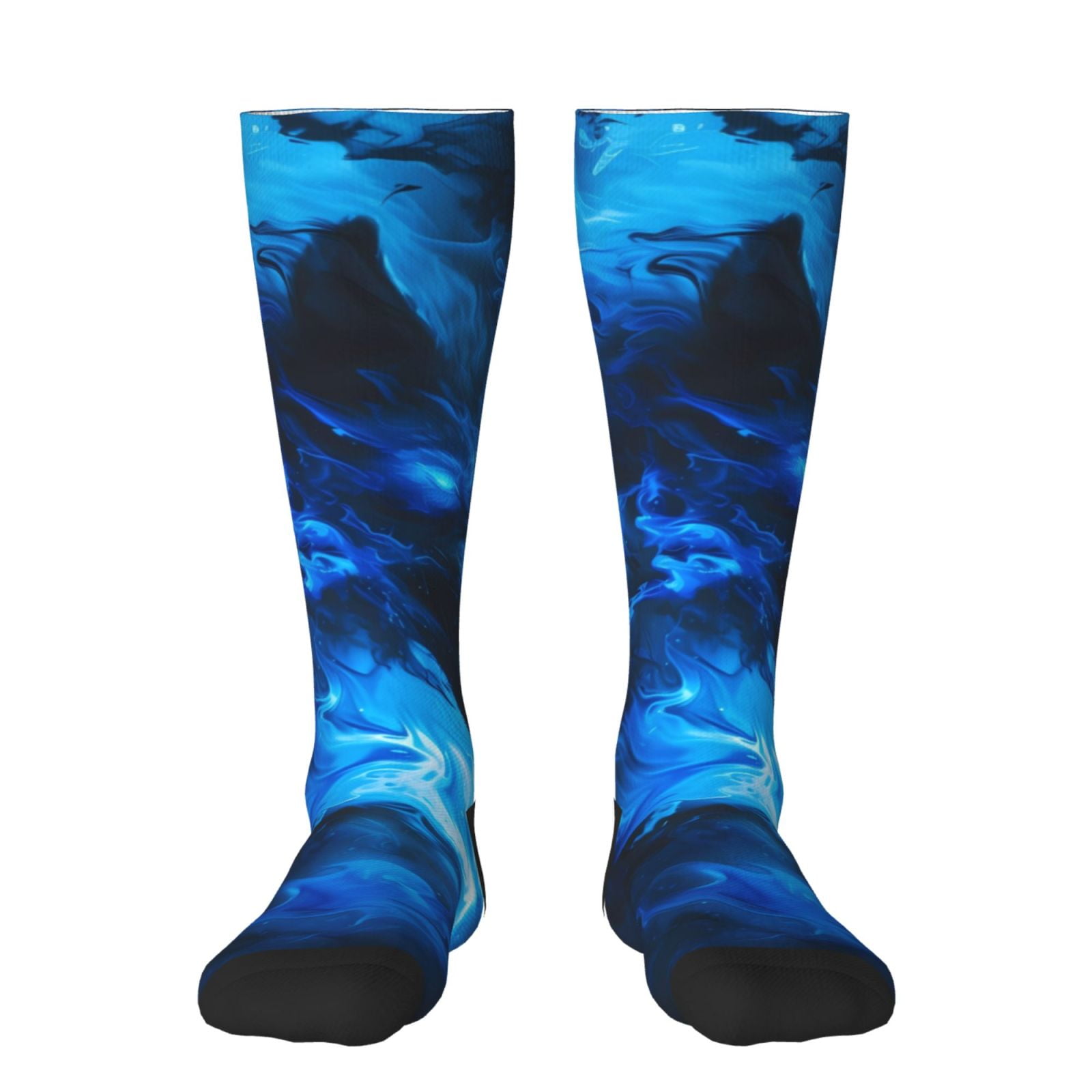 Naloa Blue Fire Cool Wolf Thigh High Socks Extra Long Stretchy Sock ...